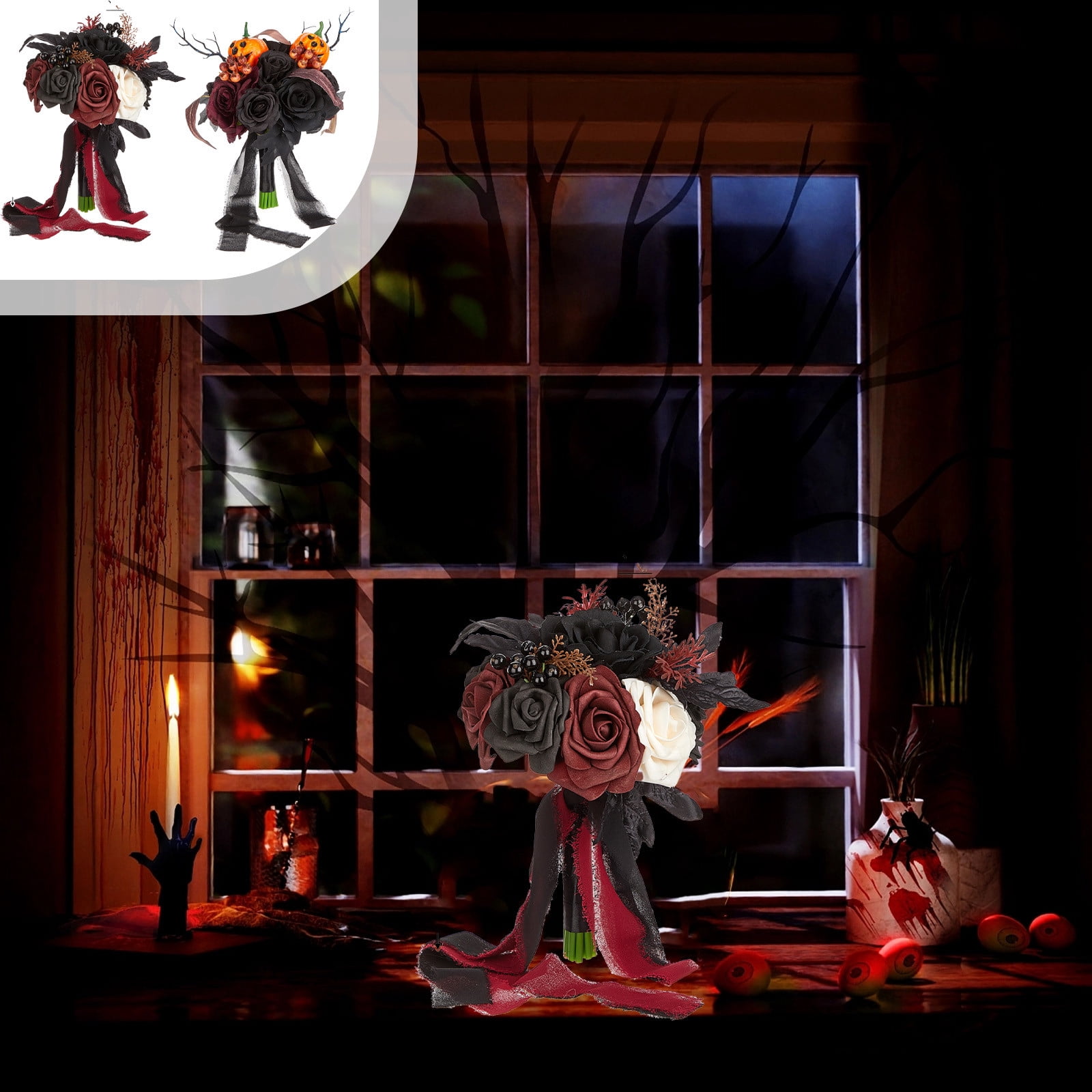 Halloween Decorations Halloween Scary Table Decorations Maple Leaf Rose ...