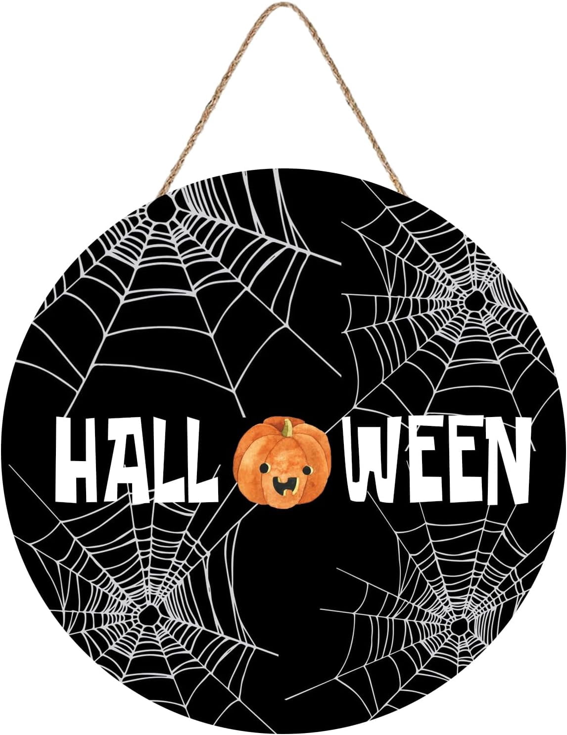 Halloween Decorations Hanging Decor Wooden Plaque, Spider Web And ...
