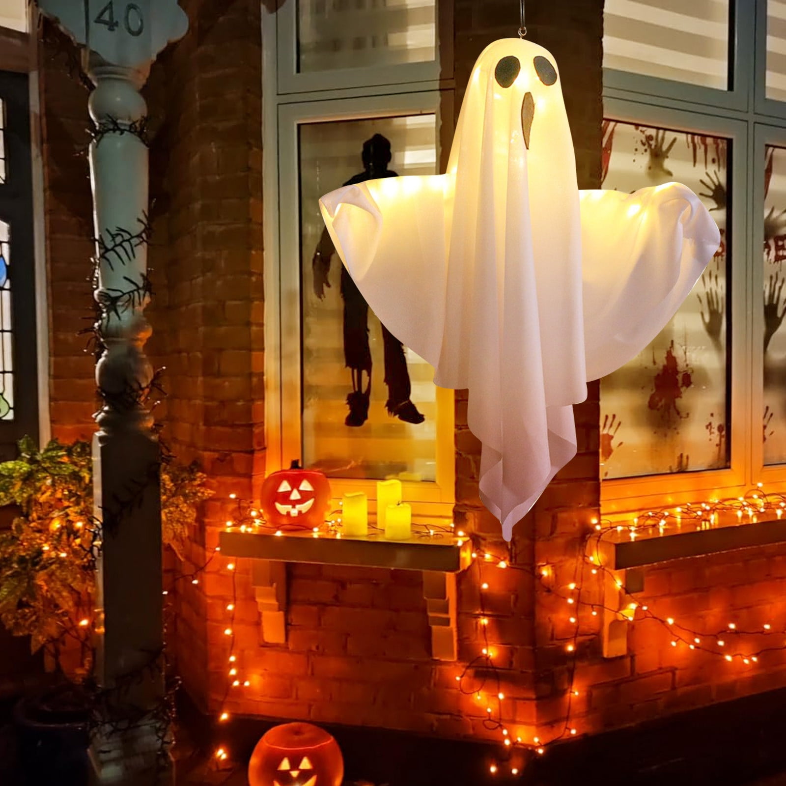 Halloween Decorations Hanging Ghosts Light Up Kit Decor LED Light ...
