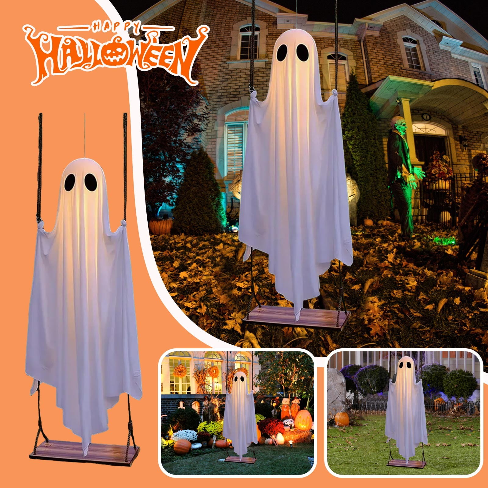 Halloween Decorations Hanging Swing Glowing Ornament For Indoor Outdoor ...