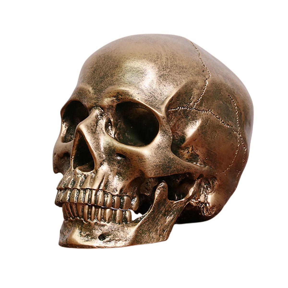 Halloween Decorations Human Skull Heads Skeleton Statue Figurine, Gold ...