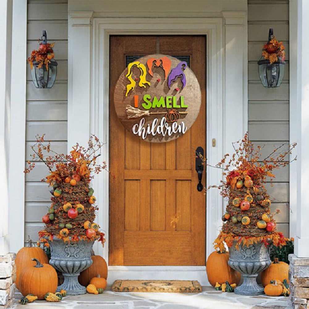 Halloween Decorations I Smell Children Door Sign Hocus Pocus Wreath ...