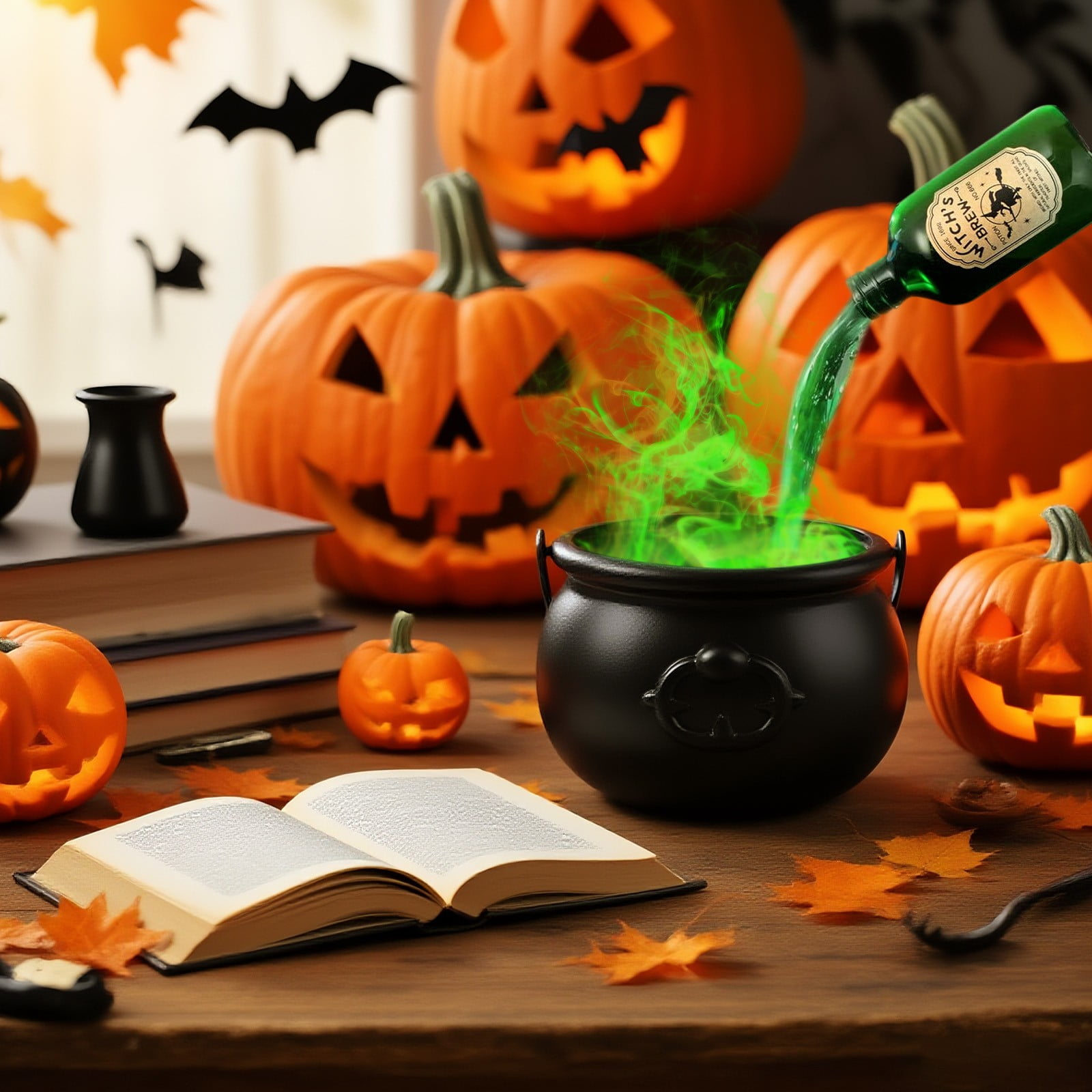 Halloween Decorations Indoor, 12"Bubbling Cauldron with Magic Floating ...