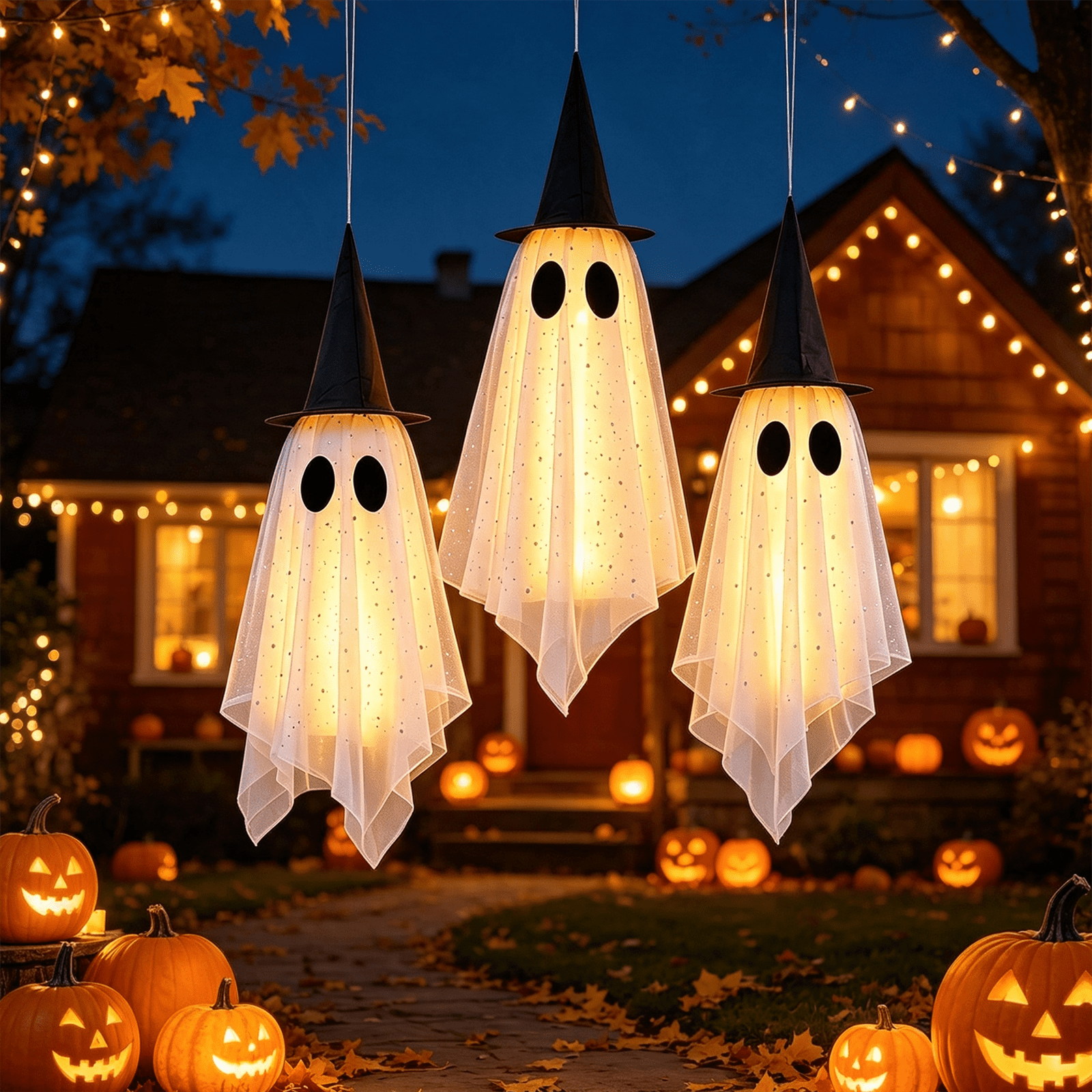 Halloween Decorations Indoor - 3 Pack Ghost Hanging Decor with Witch ...
