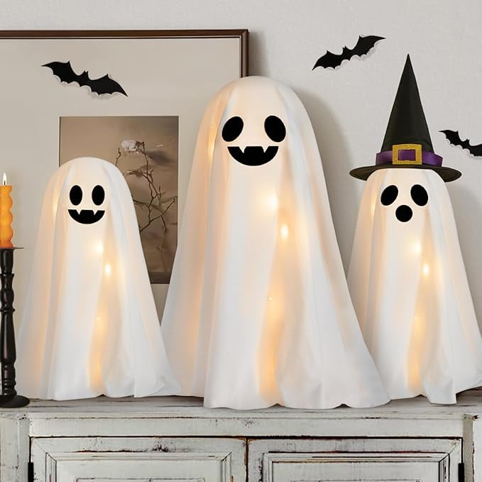 Halloween Decorations Indoor - 3 Packs DIY Light-Up Spooky Ghosts with ...