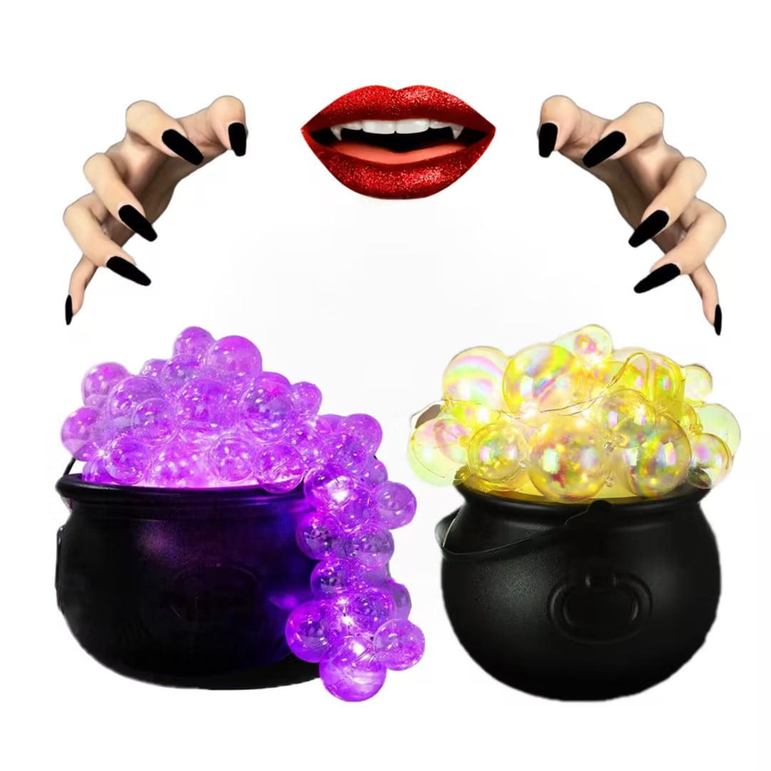 Halloween Decorations Indoor Black Cauldron Kettle-8x5in DIY Bubbling ...