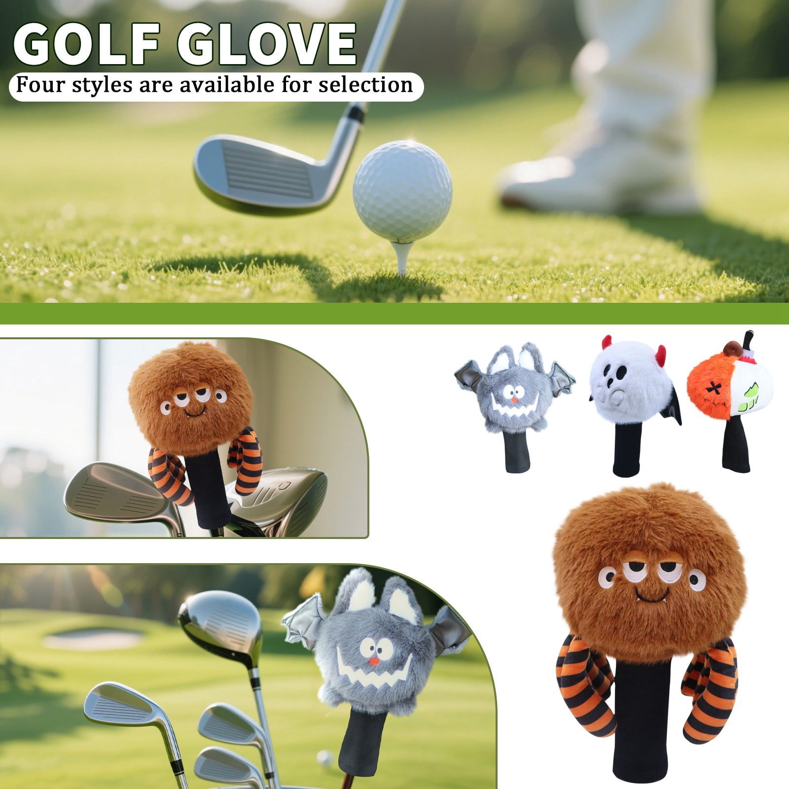 Halloween Decorations Indoor Fun Golf Club Head Covers, Animal Plush ...