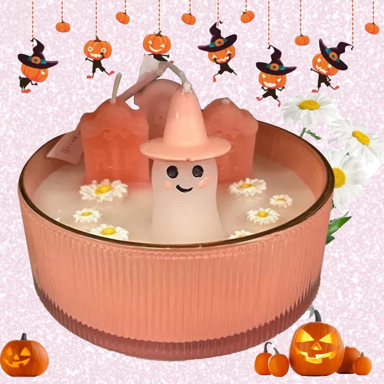 Halloween Decorations Indoor Ghost Candle,3D Cupcakes and Cashmere Pink ...