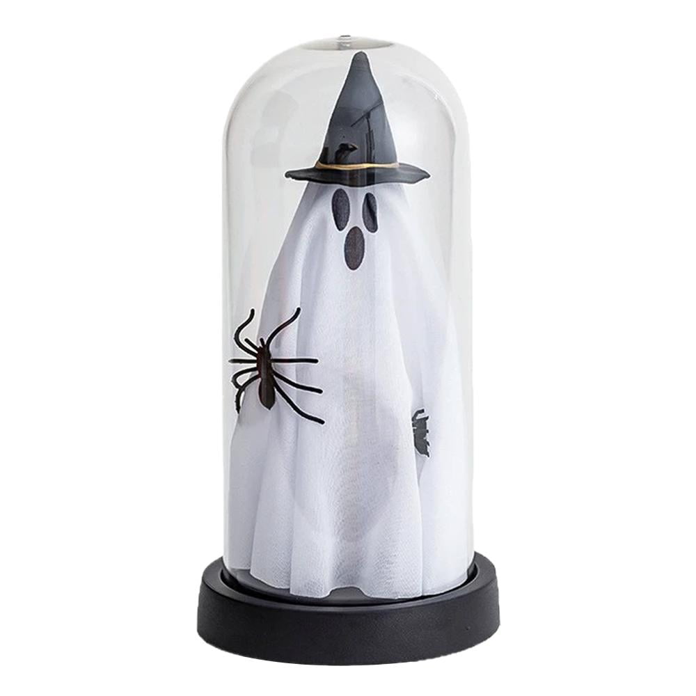 Halloween Decorations Indoor-Light Up Ghost in Glass Cloche-Cute Ghost ...