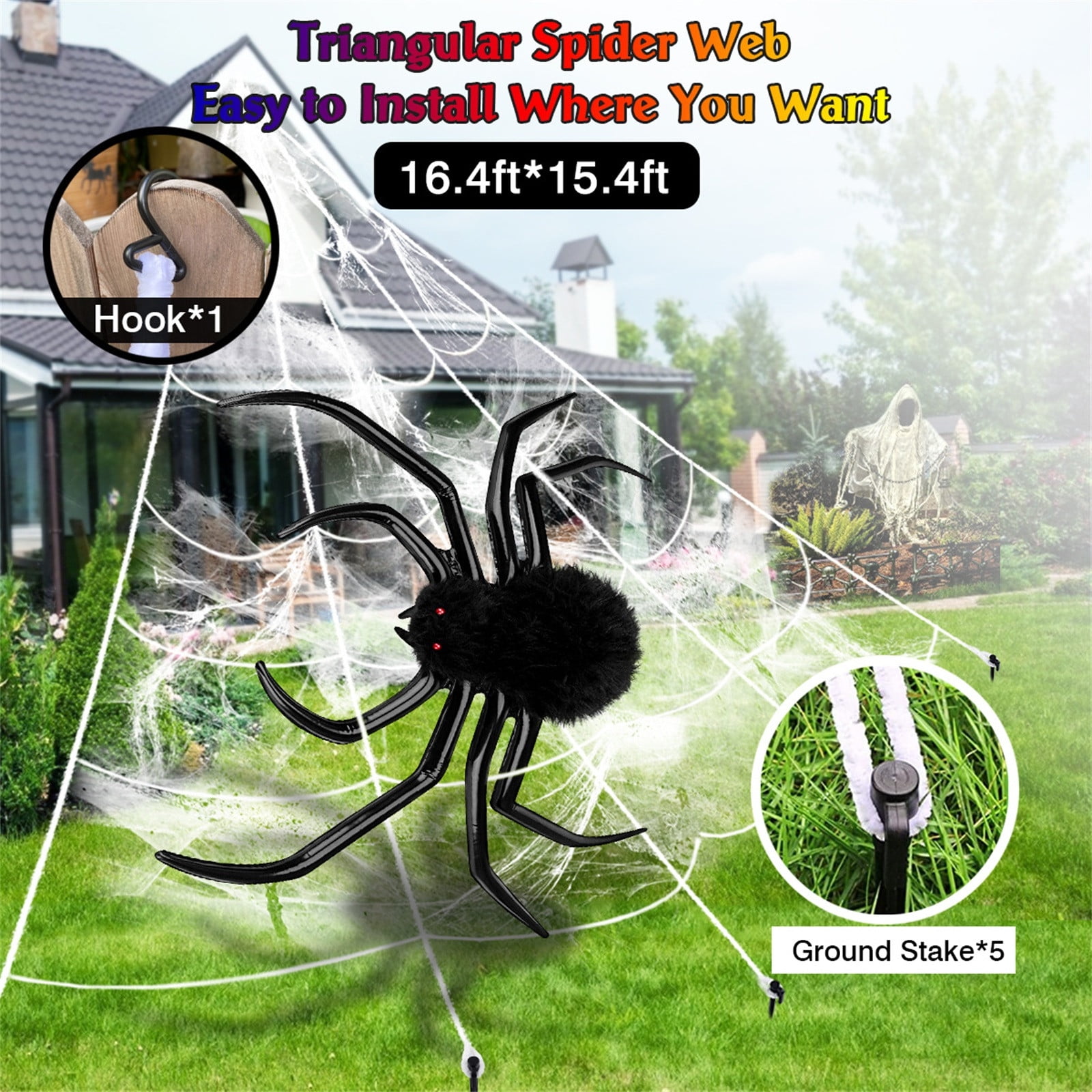 Halloween Decorations Indoor Outdoor Halloween Plush Simulation Spider ...