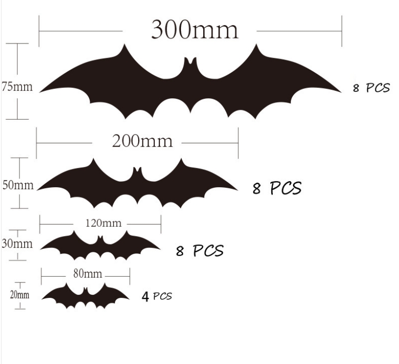 Halloween Decorations Indoor PVC 3D Scary Bats Wall Decor DIY Halloween ...