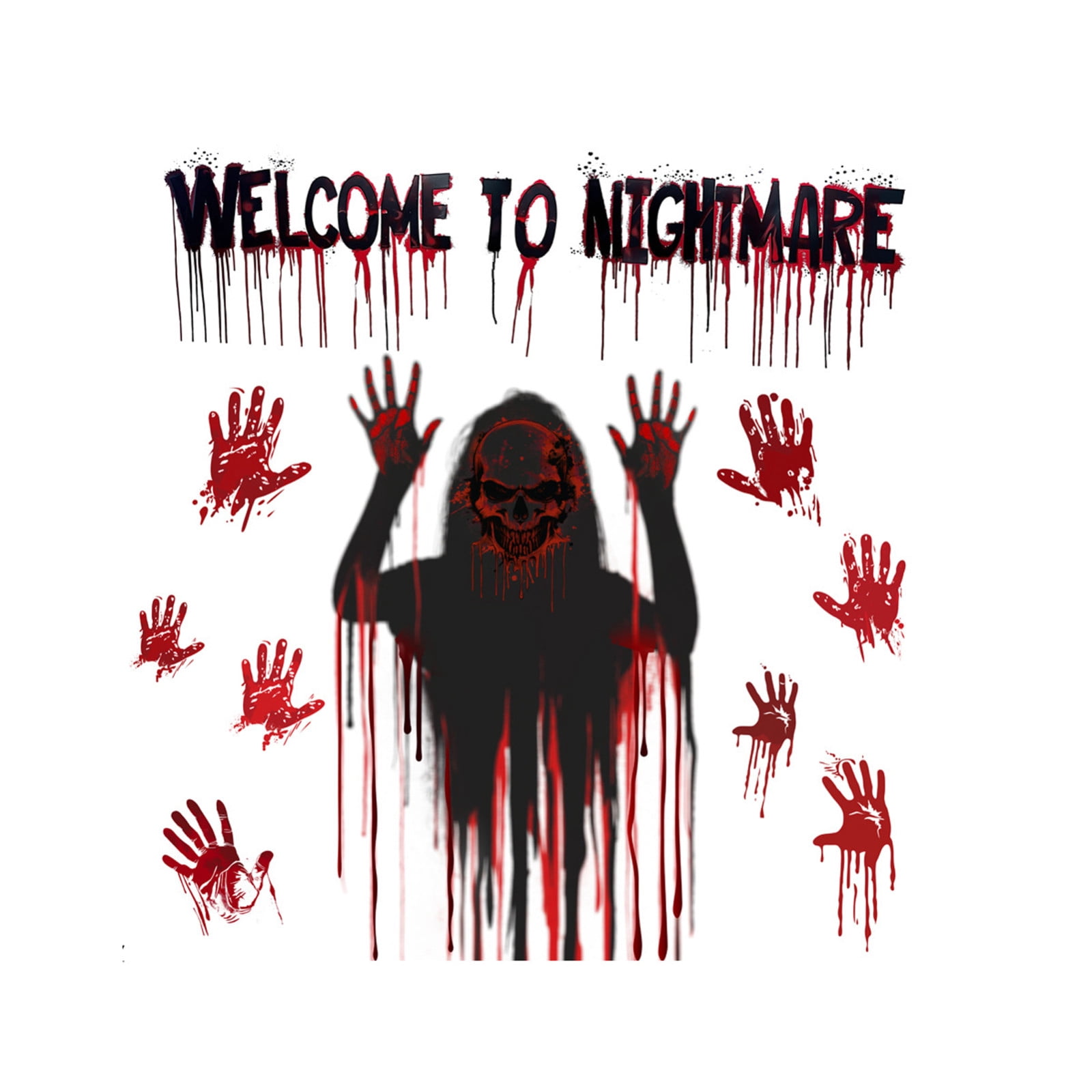 Decorations Indoor, Scary Handprints Wall Decals Pumpkin Eyeballs Skull ...