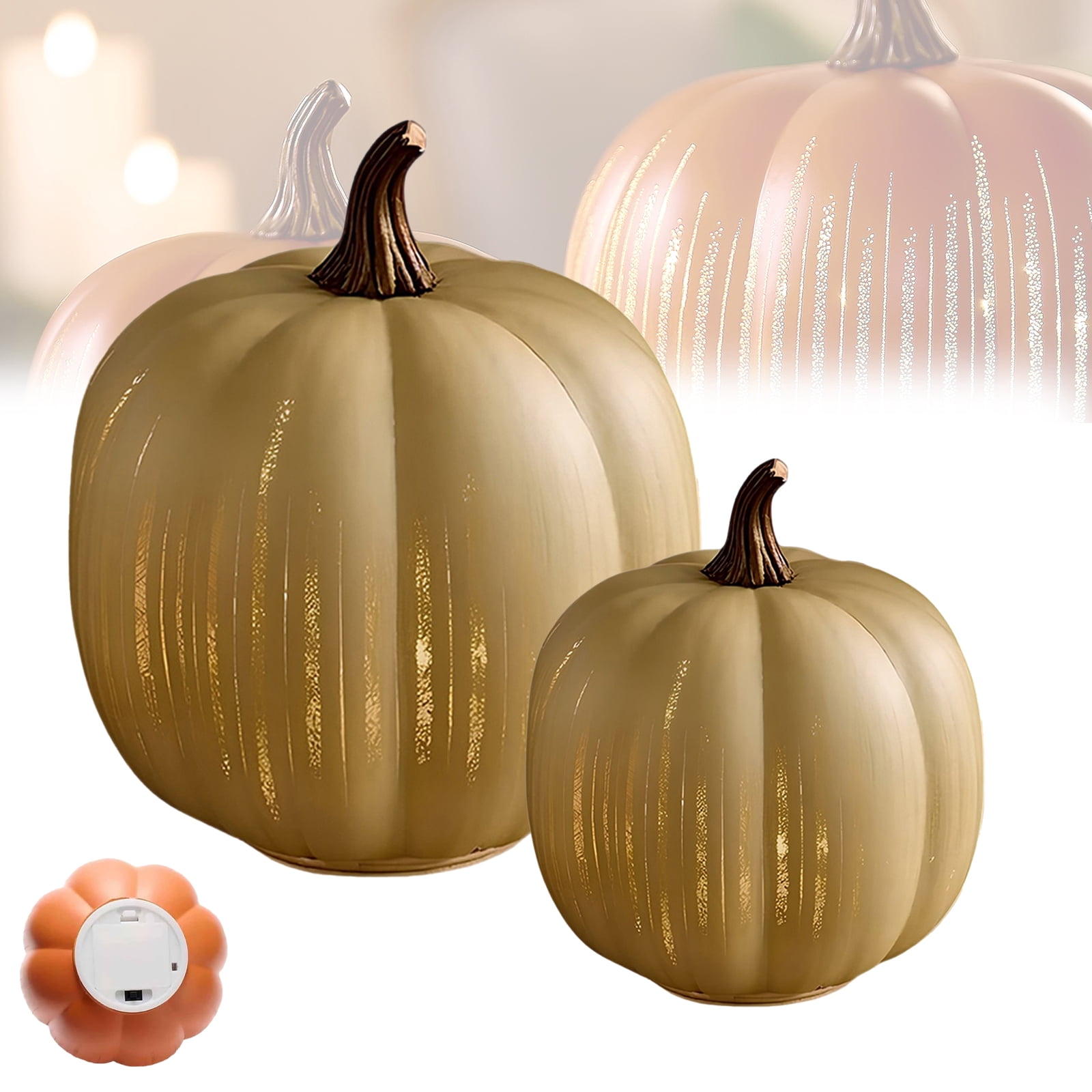 Halloween Decorations Indoor Set of 2 Illuminated Starry Night Pumpkins ...