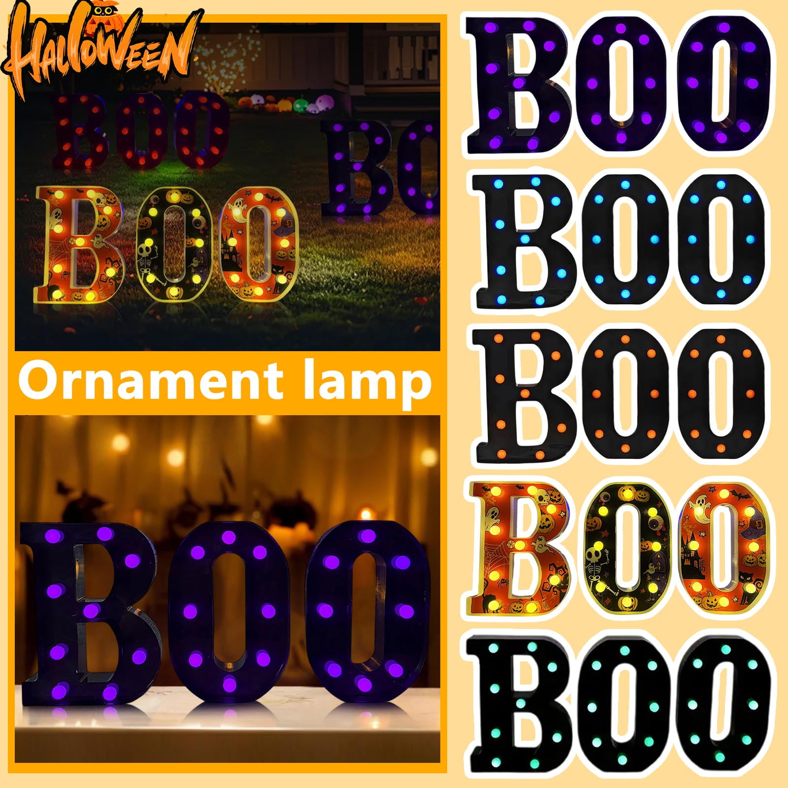 Halloween Decorations LED Marquee Letters BOO Sign, Battery Operated ...