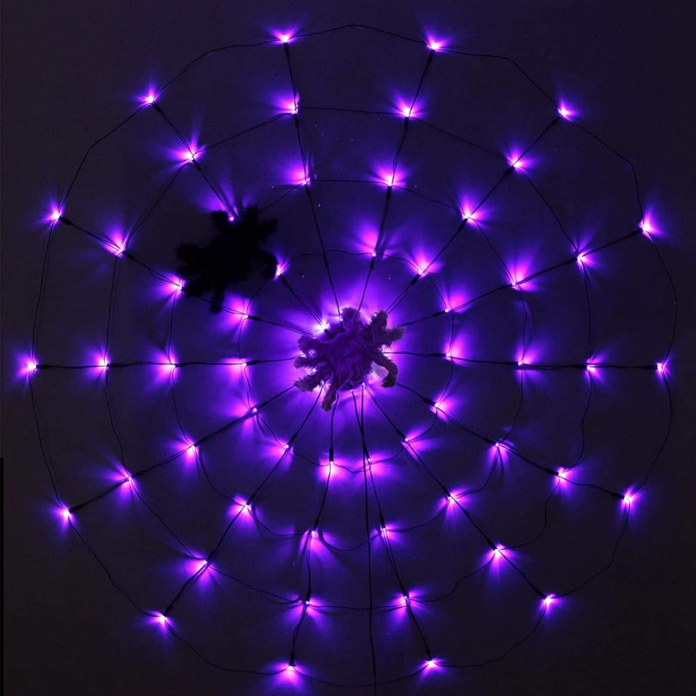 Halloween Decorations Light, 11.8ft Spider Web Lights, Waterproof ...