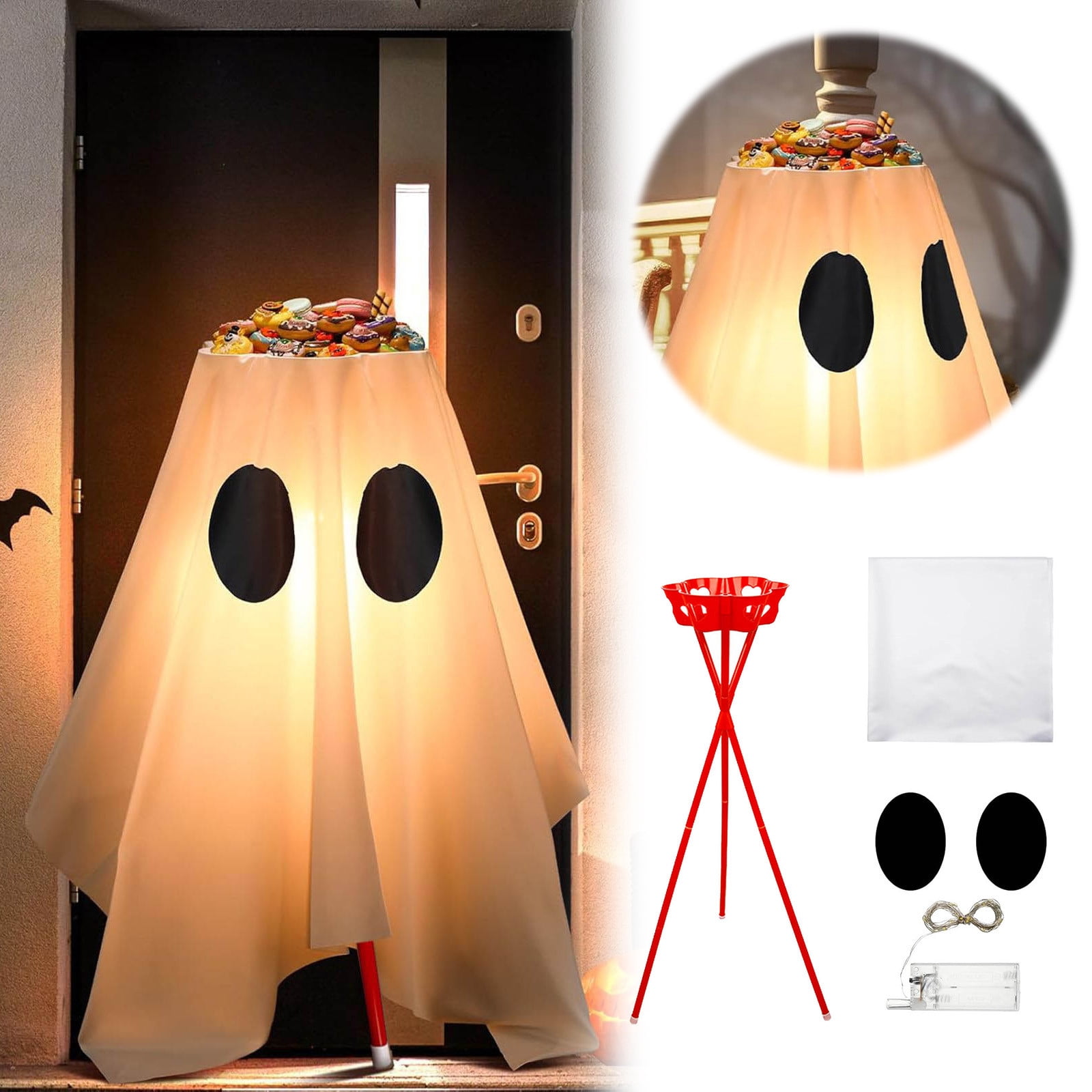 Halloween Decorations Light Up Candy Bowl Stand Illuminated Holder For ...