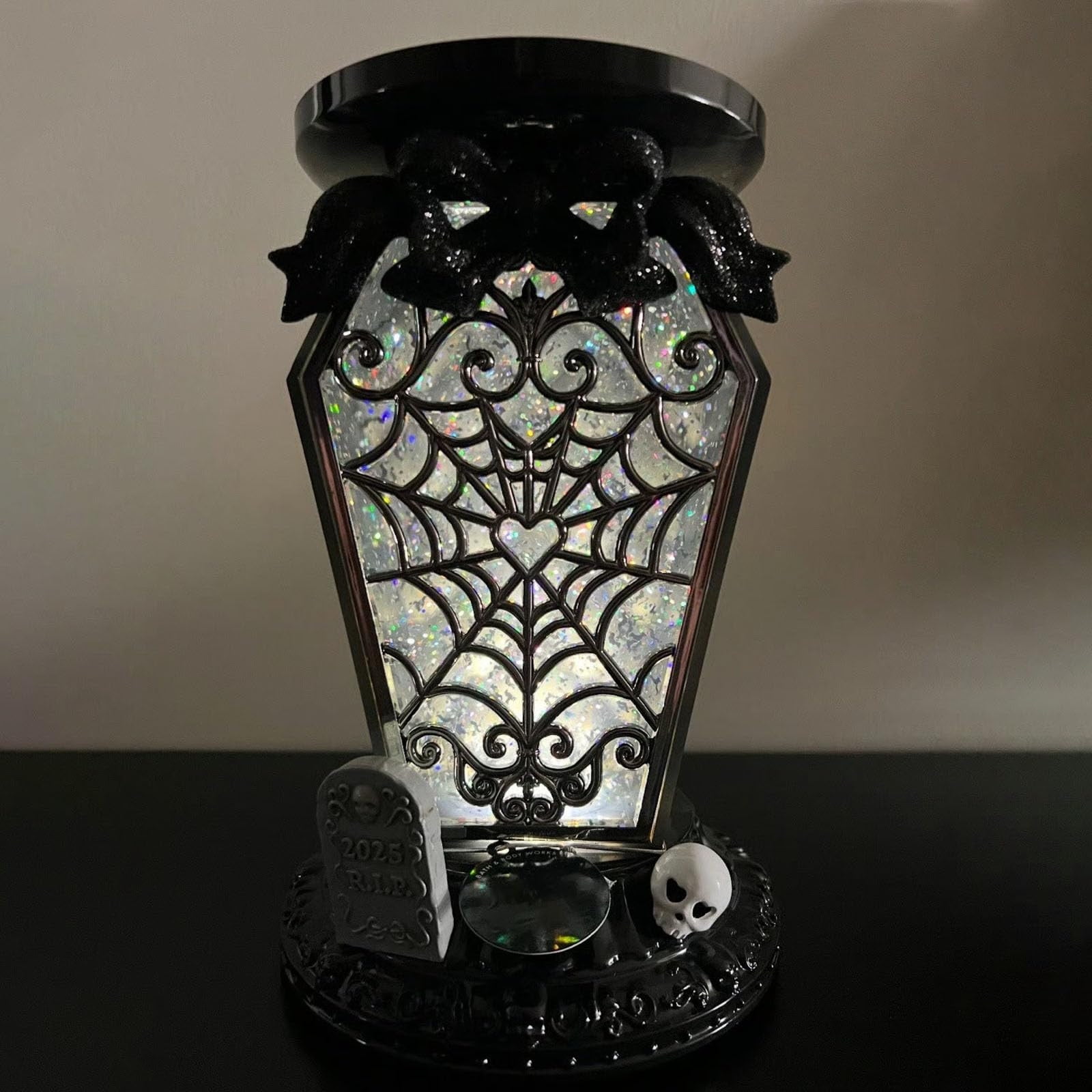 Halloween Decorations Light-Up Coffin Waterglobe 3-Wick Candle Holder ...