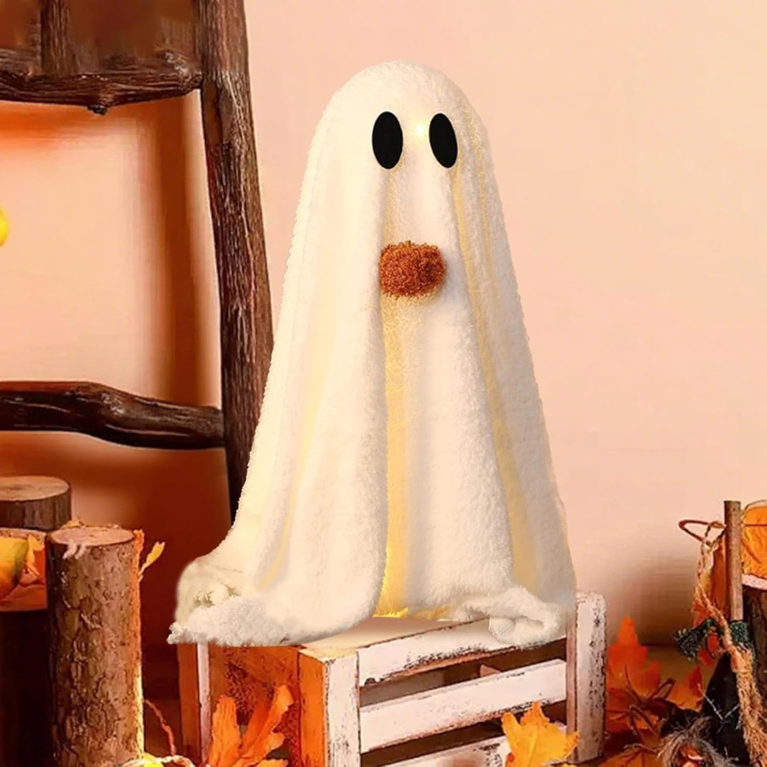 Halloween Decorations Light-Up Sherpa Ghosts, Glow in The Dark Ghosts ...