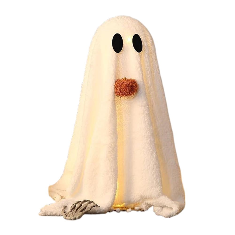 Halloween Decorations,Light-Up Sherpa Ghosts with Pumpkin Halloween ...