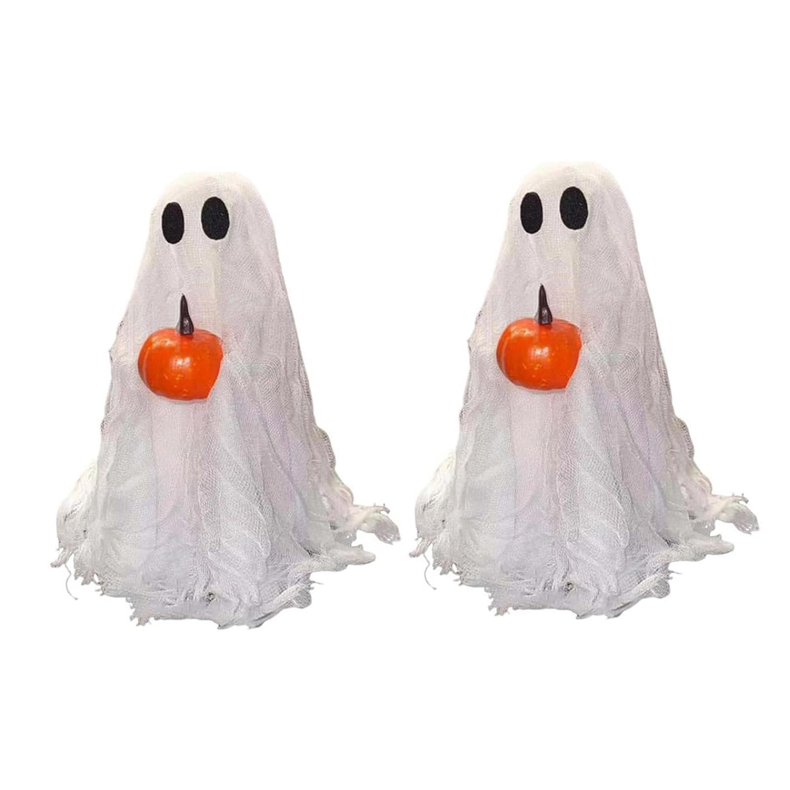 Halloween Decorations Mesh Ghost Ornaments with Pumpkin 17Cm and 23Cm ...