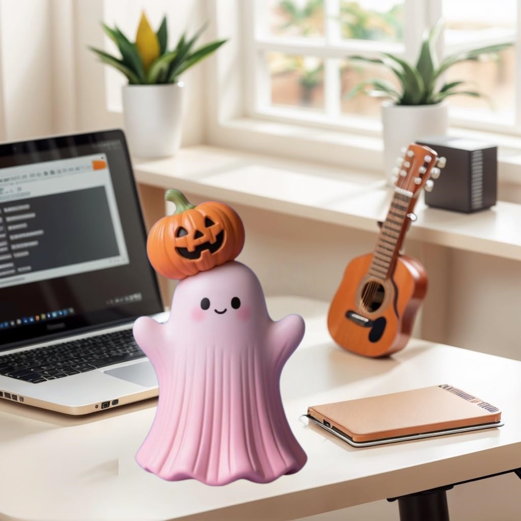 Halloween Decorations Mini Cute Ghost Figurine Decor with Pumpkin ...