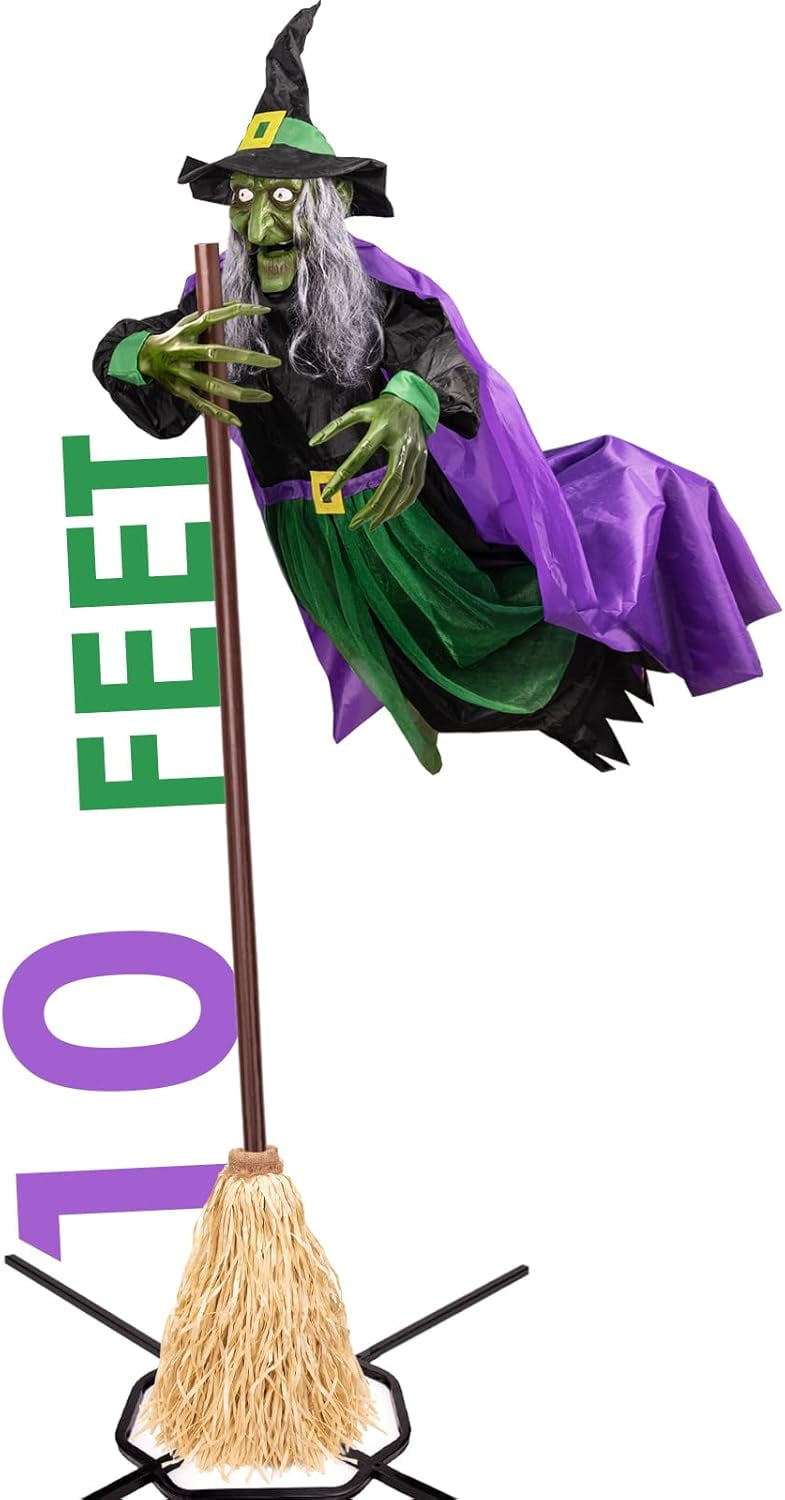 Flying Witch Halloween Decor 6 FT Flying Witch Halloween Animatronic ...