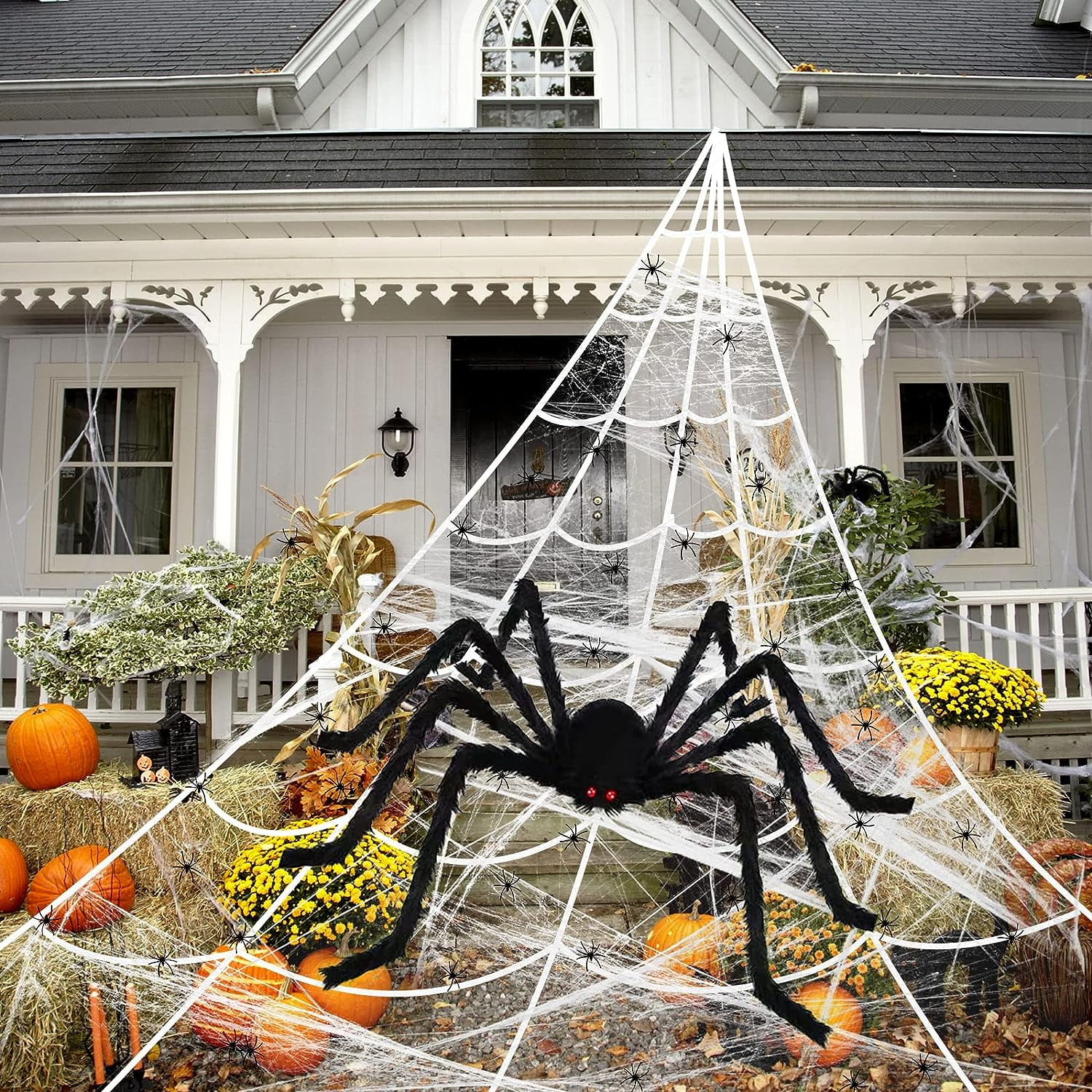 Halloween Decorations Outdoor 16 FT Giant Halloween Spider Web + 79 ...