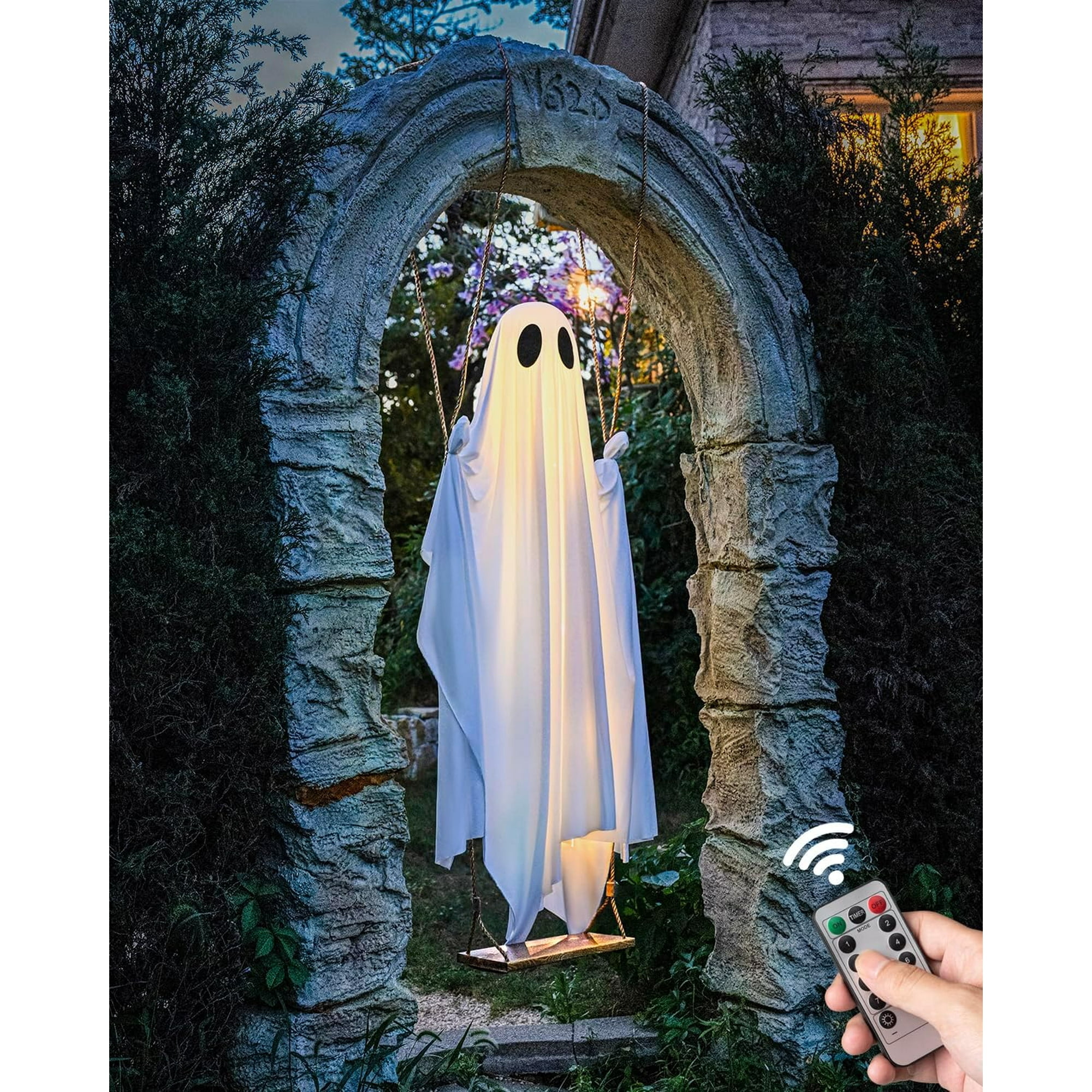 Halloween Decorations Outdoor - 3.3ft Large Hanging Ghost Swing with ...