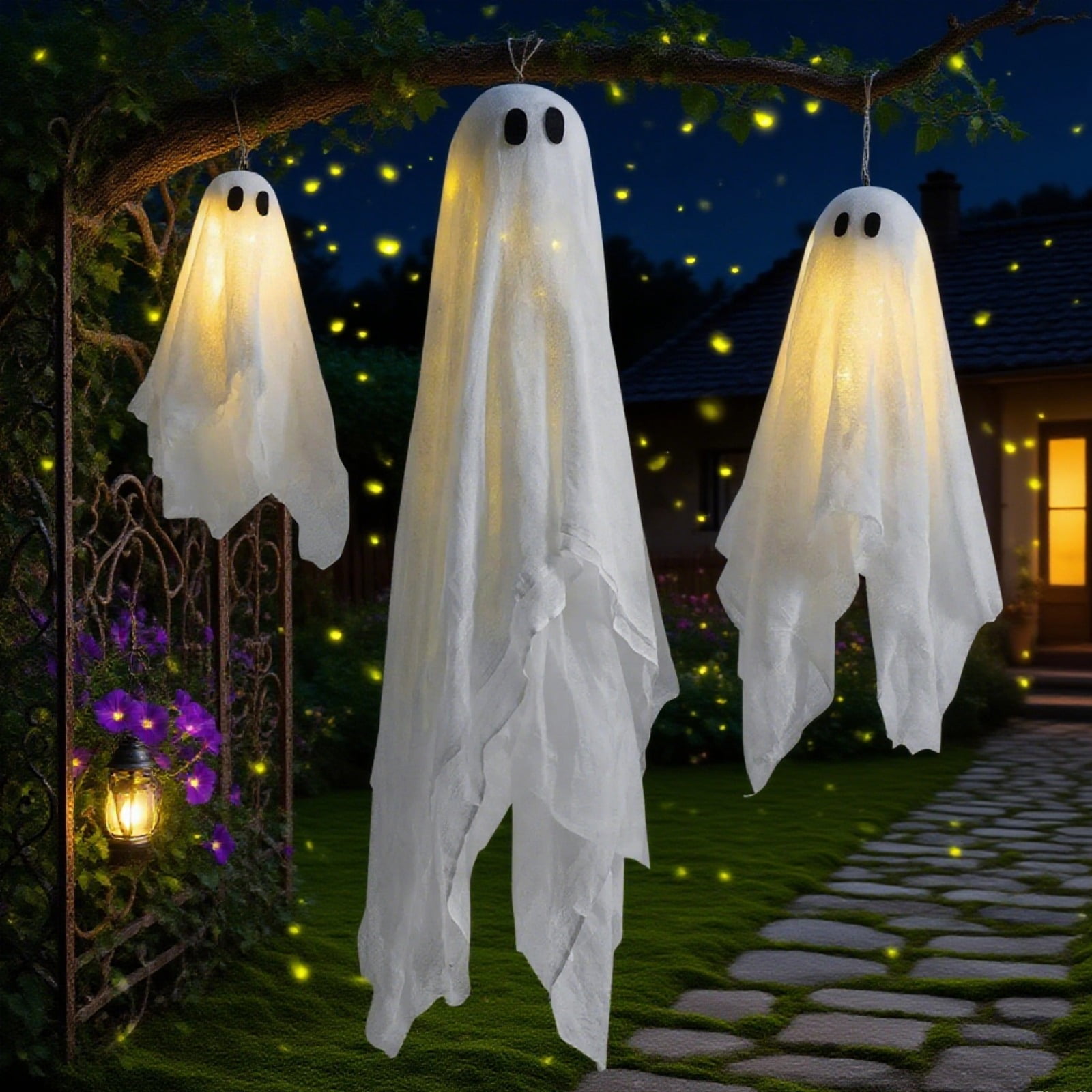 Halloween Decorations Outdoor - 3Pack Large Hanging Swing Ghost ...