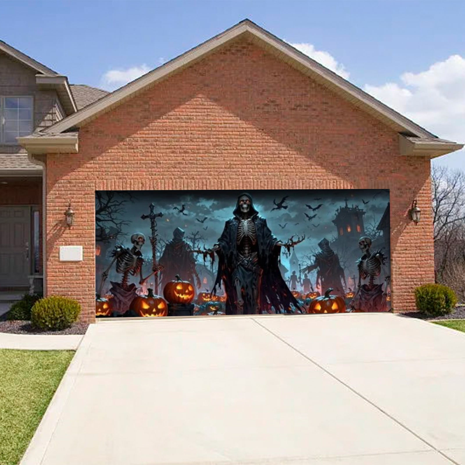 Halloween Decorations Outdoor, 5.9x13.1 ft Scary Skeleton Demon Grim ...