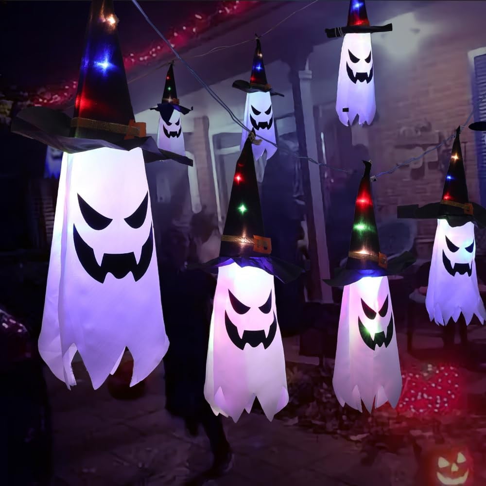Halloween Decorations Outdoor, 5 Pcs Light Up Halloween Hanging Ghosts ...