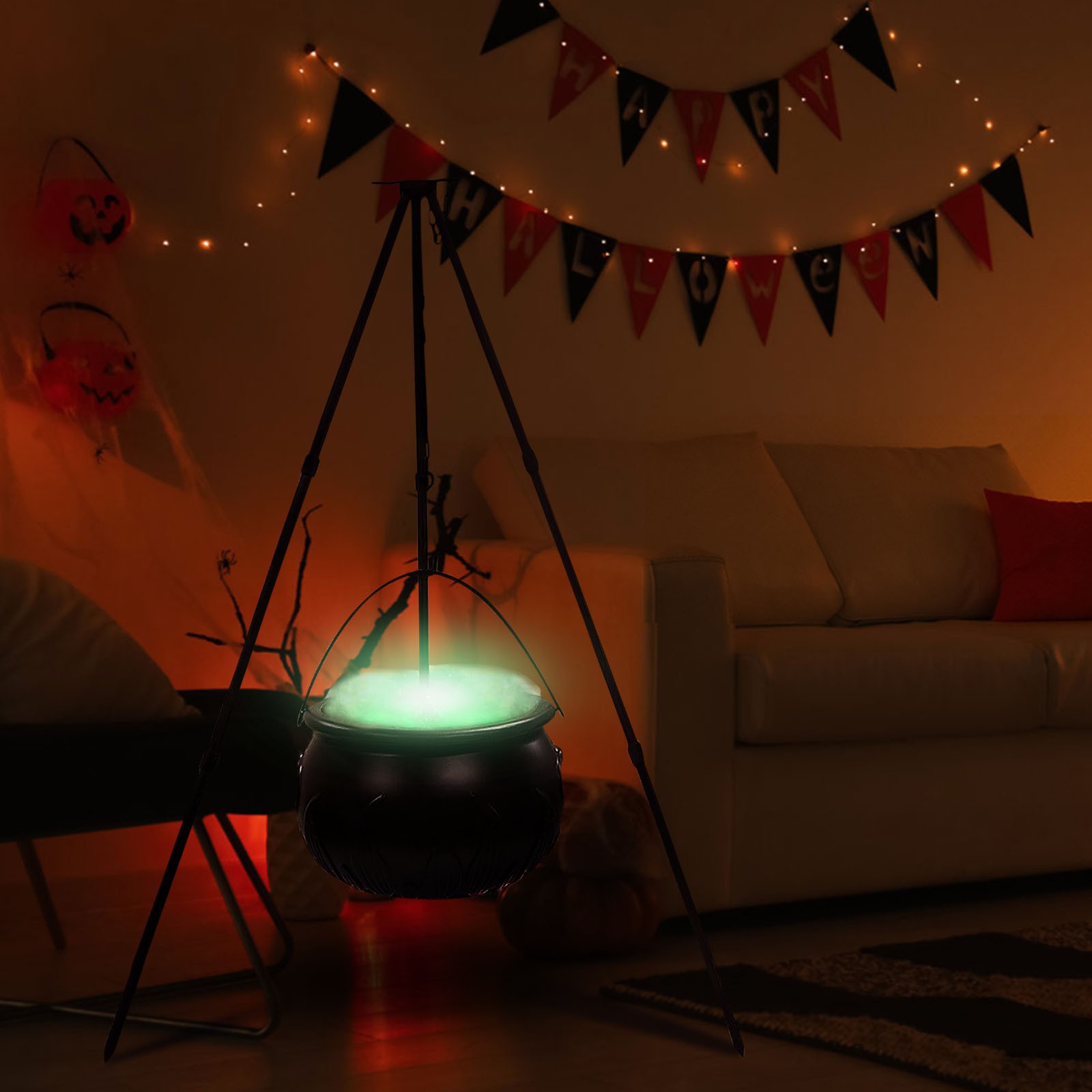 Halloween Decorations Outdoor - 8-inch Witches Cauldron on Tripod with ...