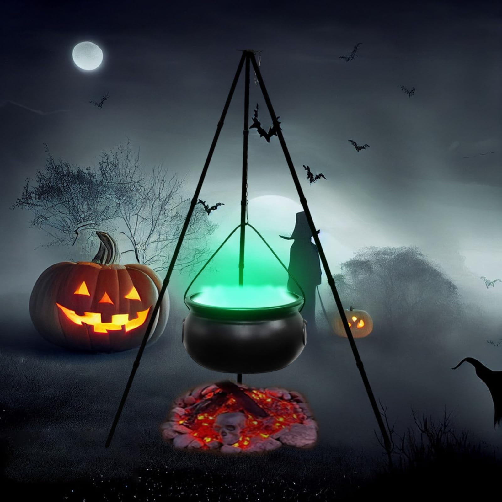 Halloween Decorations Outdoor - 8-inch Witches Cauldron on Tripod with ...