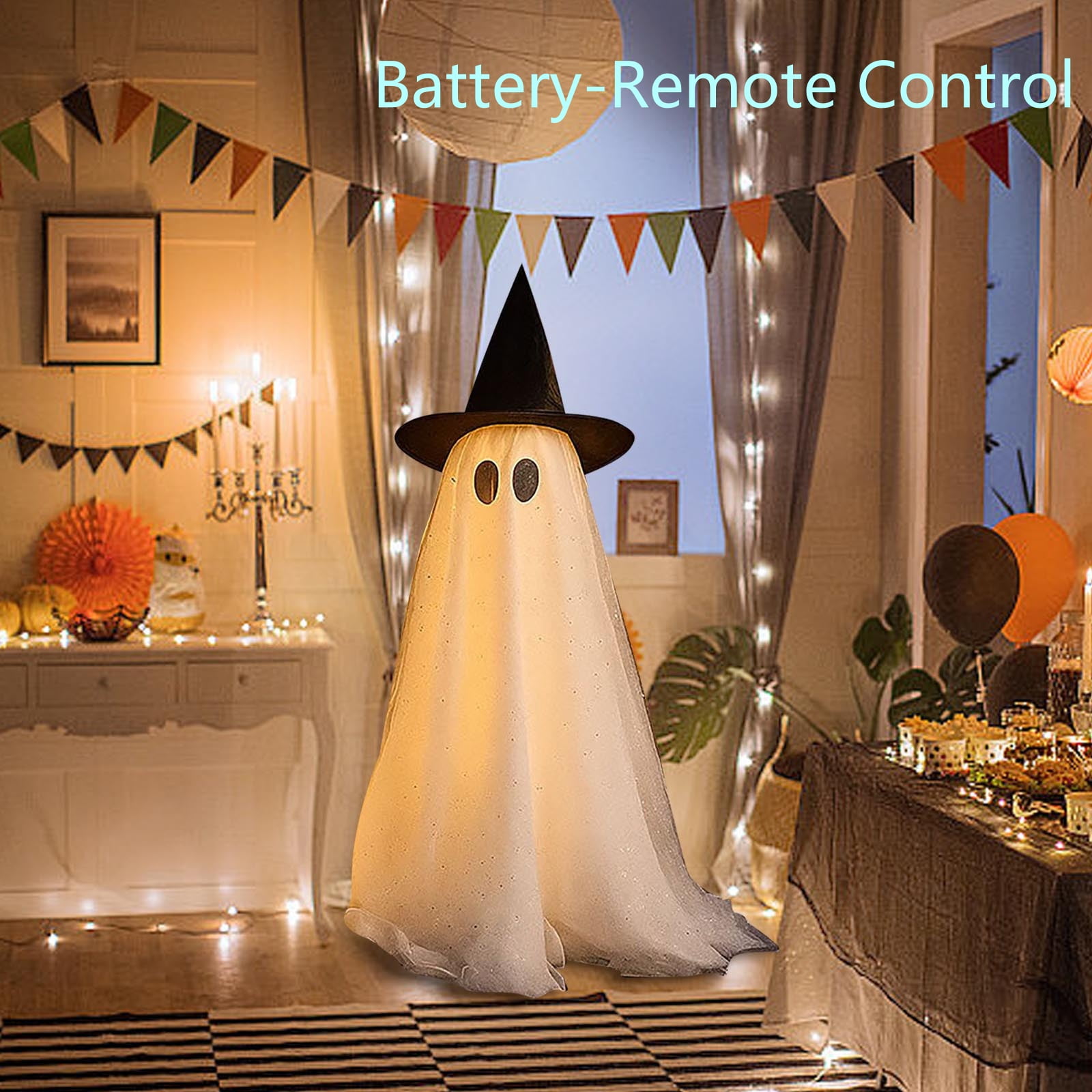 Halloween Decorations Outdoor, Cute Ghost Decor with Witch Hat, Halloween Decorations Indoor ...