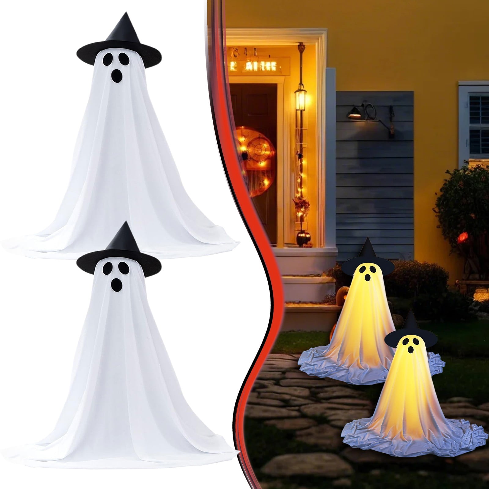 Halloween Decorations Outdoor, Ghost Decor with Remote Control String ...