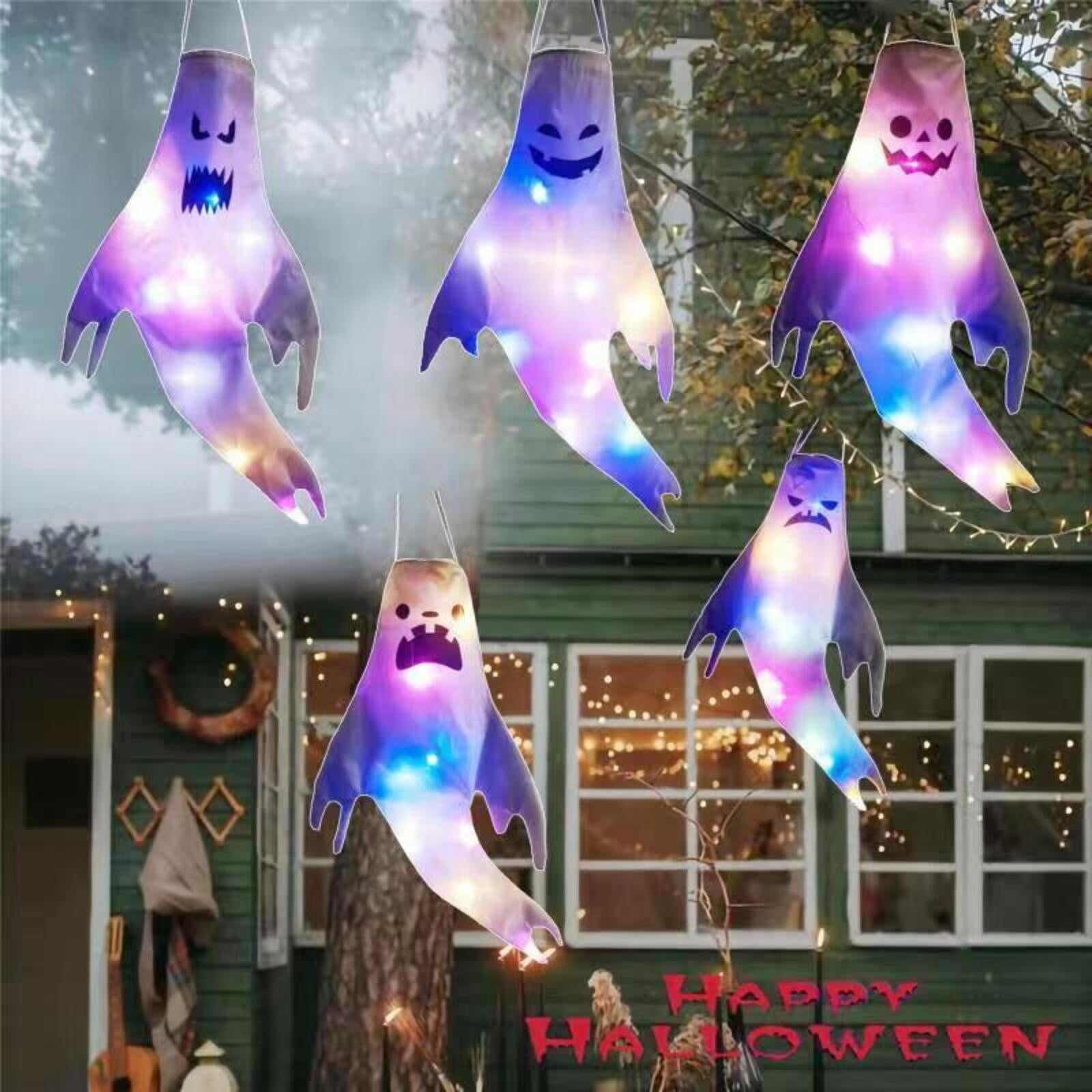 Savings Halloween Decorations Outdoor Hanging Lighted Glowing Ghost ...