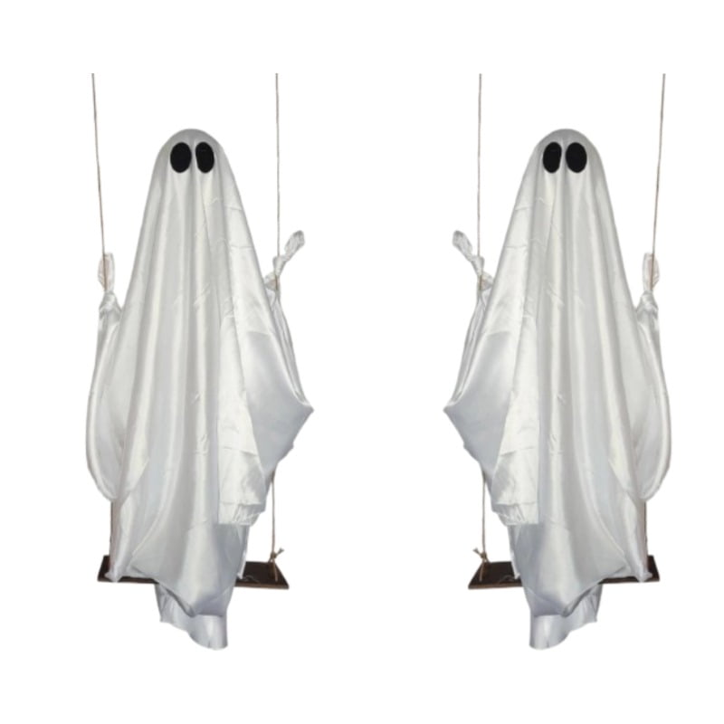 Halloween Decorations Outdoor Indoor- 3.33 FT Large Hanging Swing Ghost Halloween Decor - Cute ...