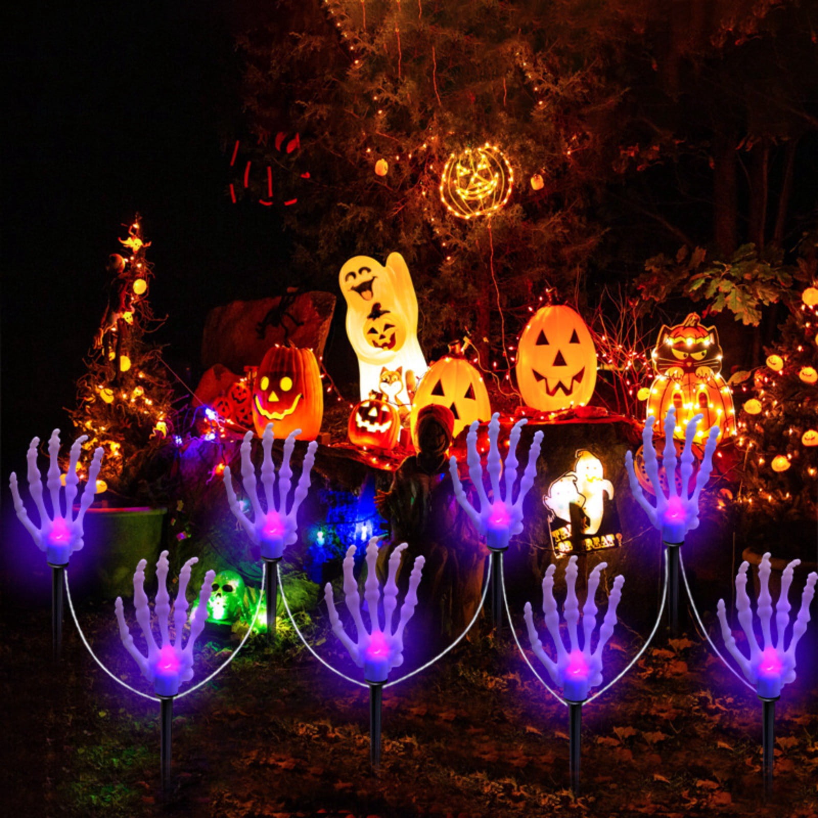 Halloween Decorations Outdoor, Light Up Skeleton Arm Stakes LED ...