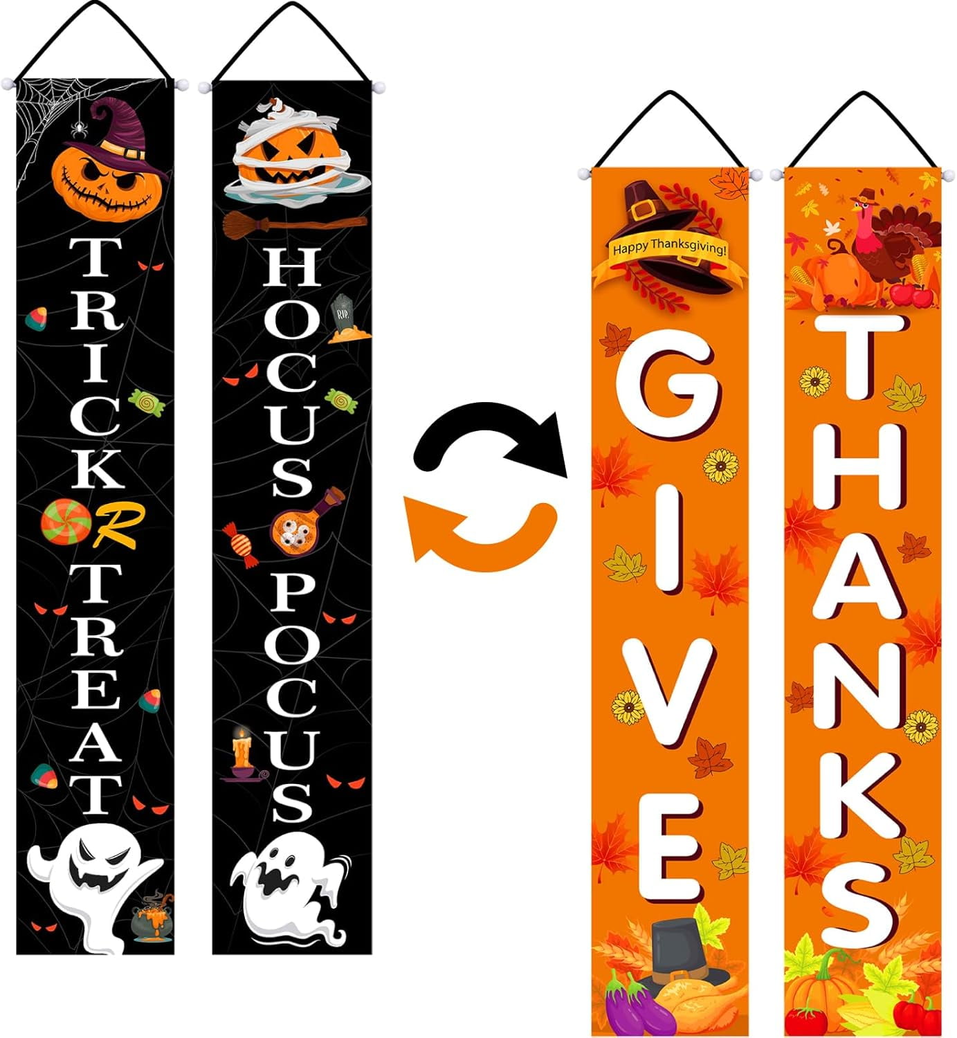 Halloween Decorations Outdoor - Reversible Banner Trick or Treat ...