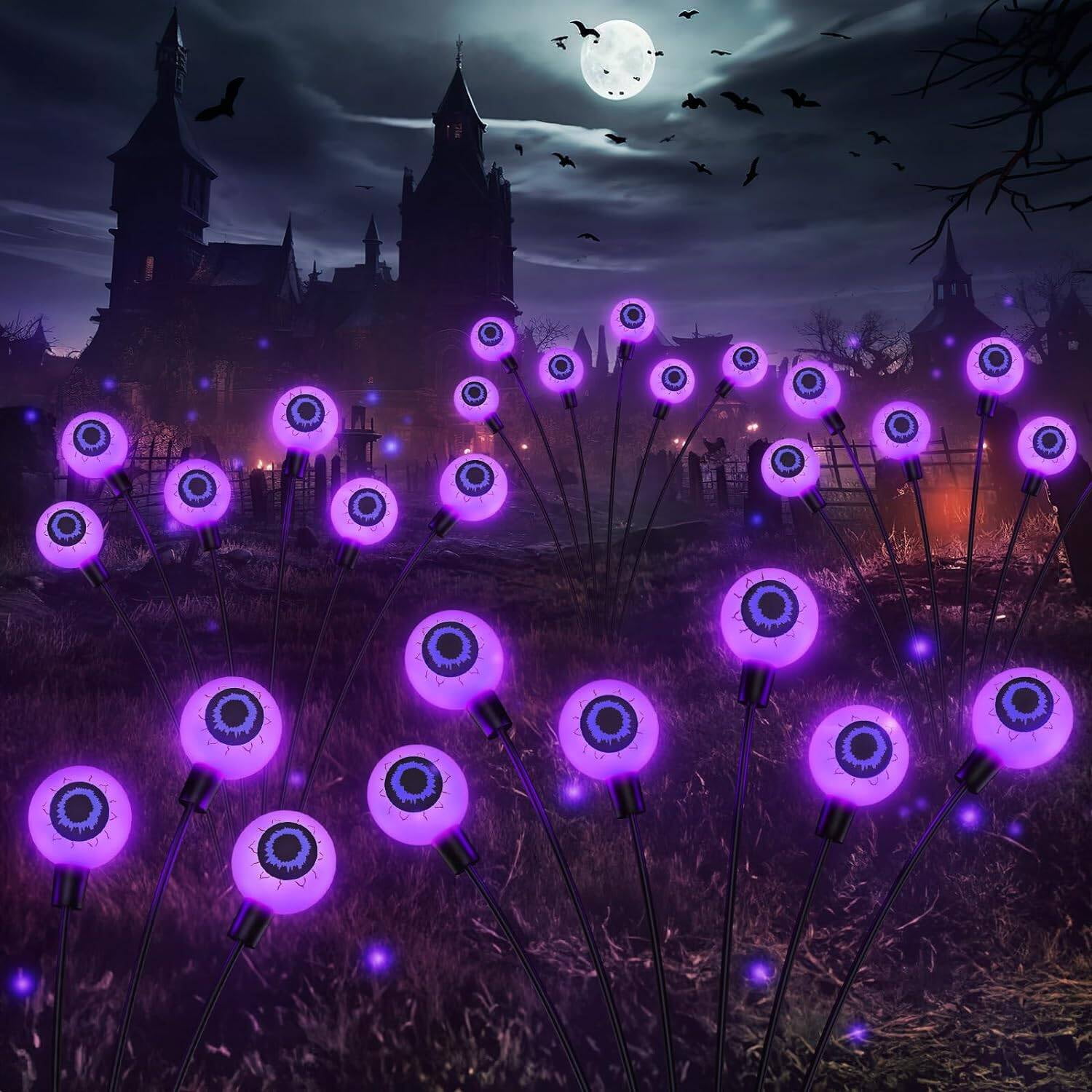 Morfone Halloween Decorations Outdoor, 2 Pack 12 LED Scary Eyeball ...