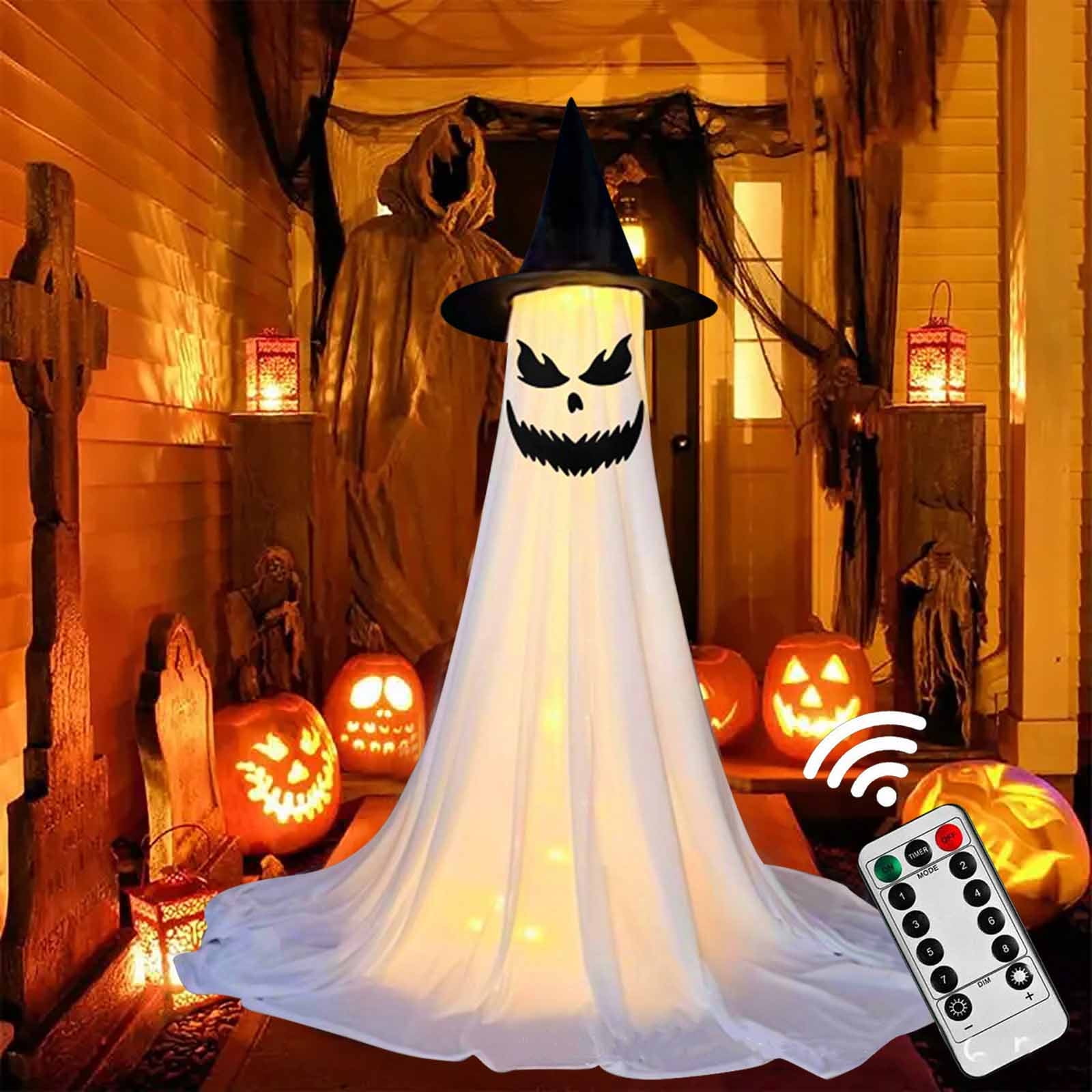 Halloween Decorations Outdoor, Spooky Ghost Halloween Decor with Witch Hat, Cute Halloween ...
