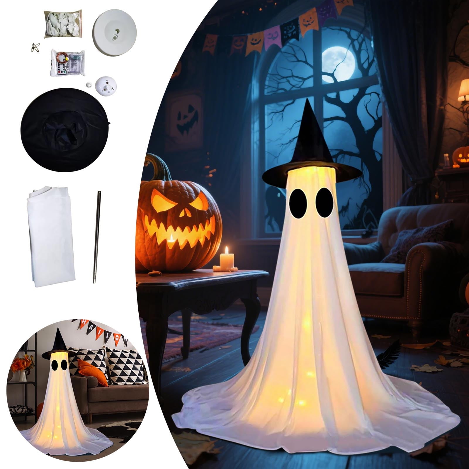 Halloween Decorations Outdoor, Spooky Ghost Halloween Lights with ...
