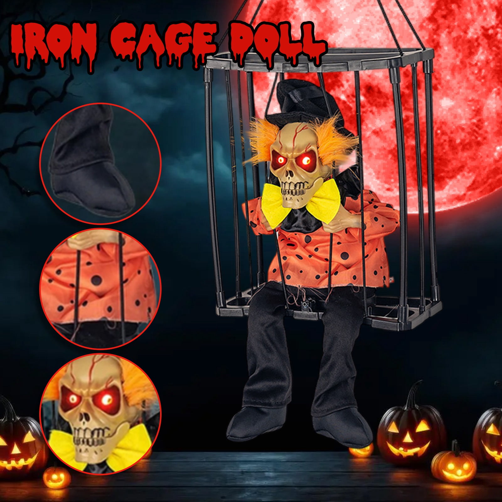 Halloween Decorations Outdoor Spooky Hanging Ghost Skull Animated Skull ...