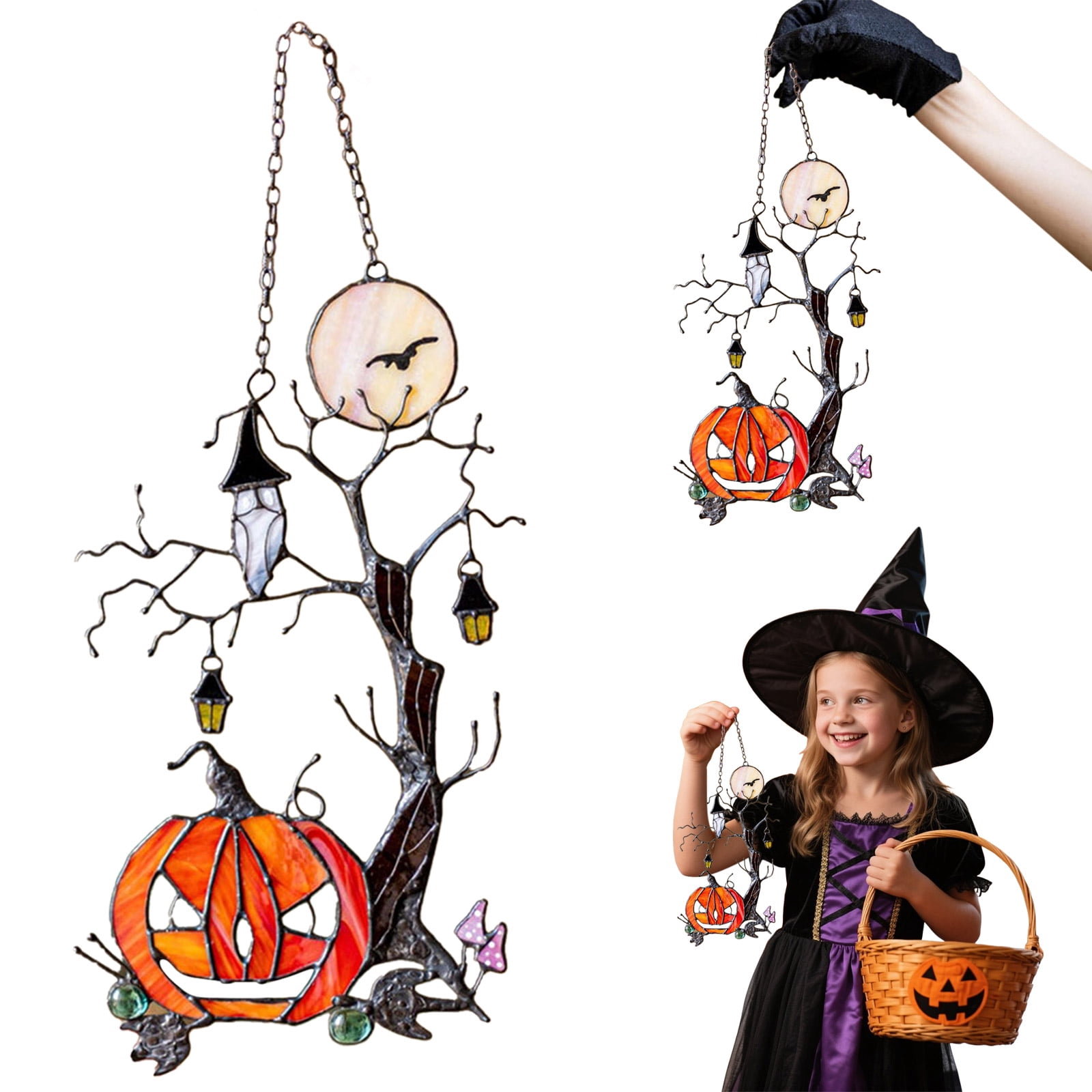 Halloween Decorations, Pumpkin Mystical Tree Suncatcher, Pumpkin ...