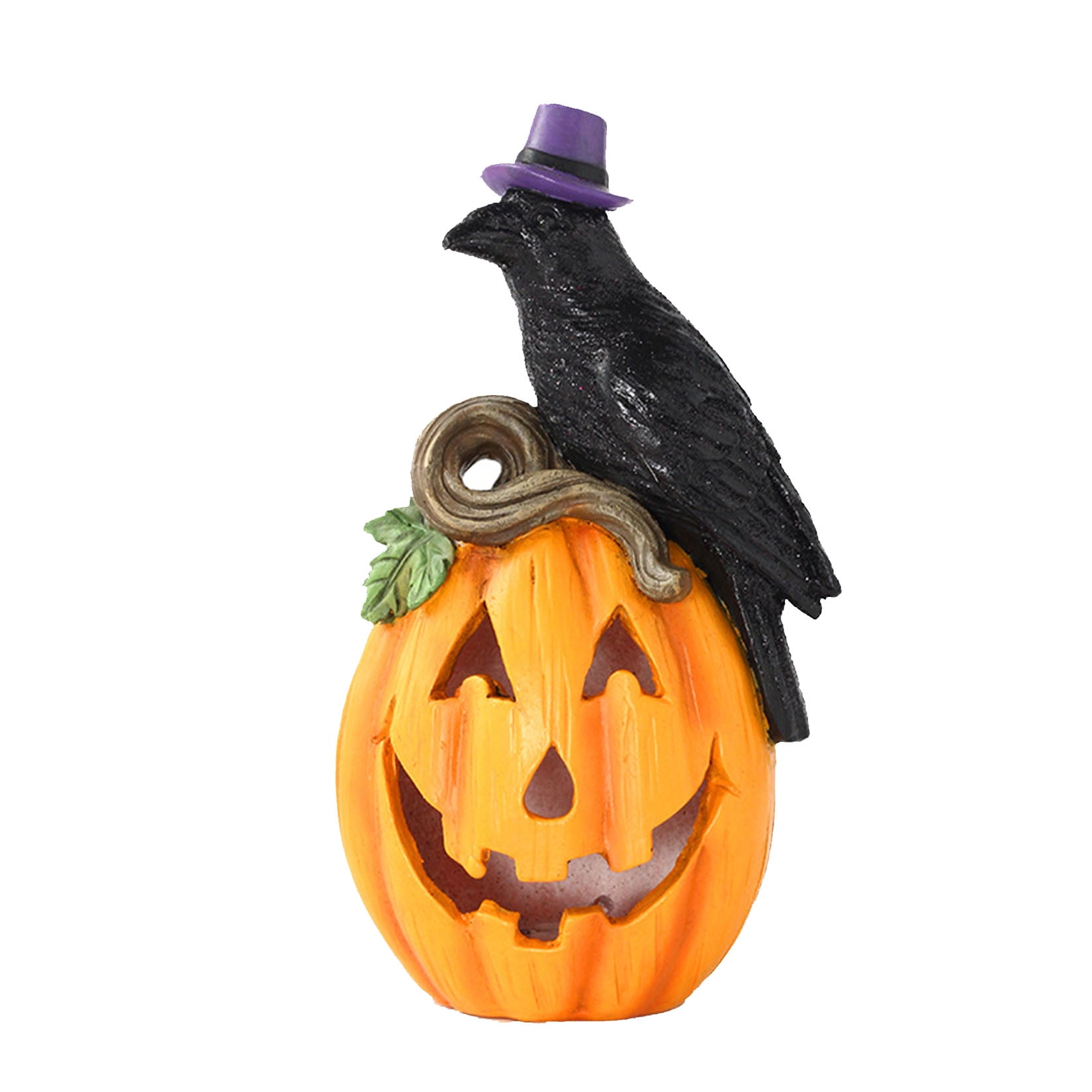 Halloween Decorations Raven Pumpkin Statue Figurines Decor - Raven ...