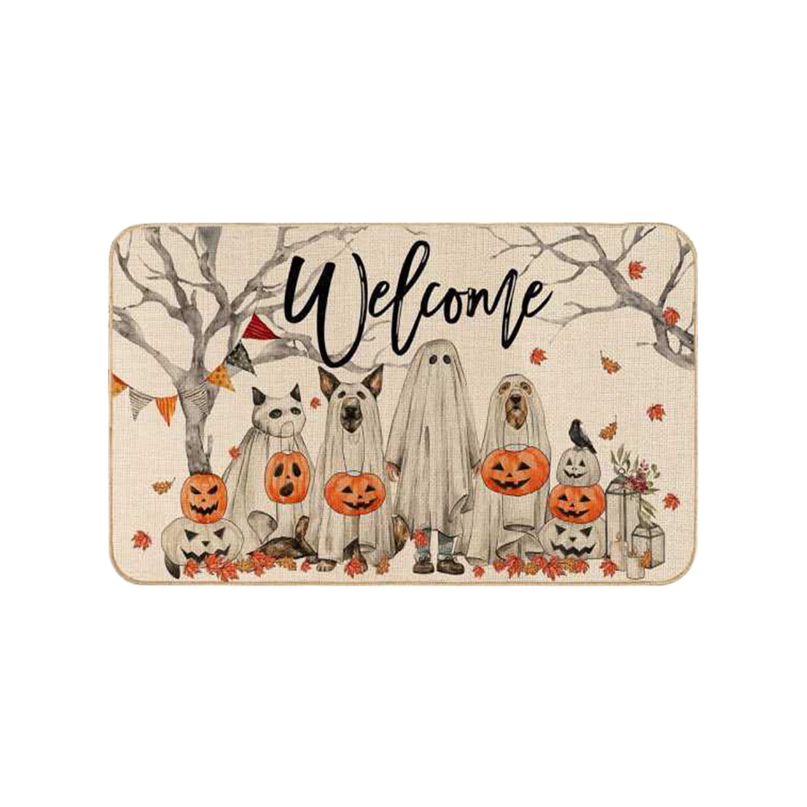 JOGZMZ Halloween Pumpkin Floor Mat Water Absorbing and Dirt Entrance ...
