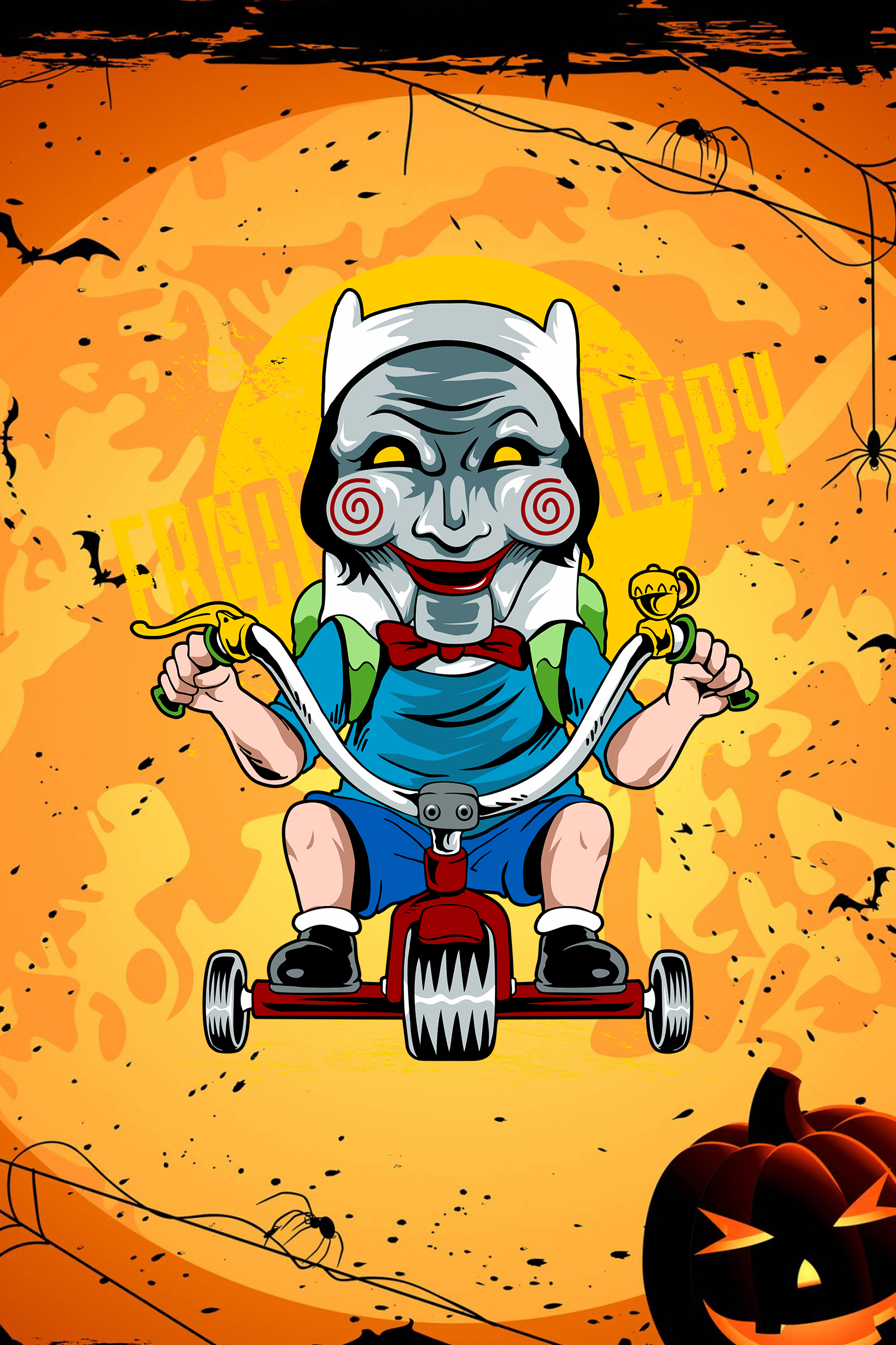 Halloween Decorations Scary Tricycle Monster Metal Wall Sign 8 x 12 ...