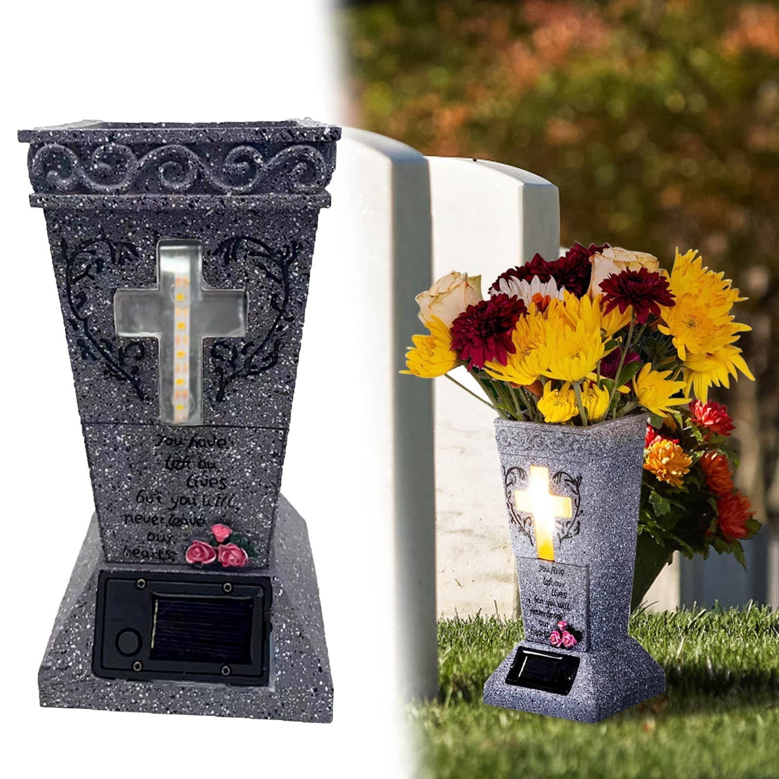 Halloween Decorations Solar Cemetery Grave Vase with LED for Fresh ...