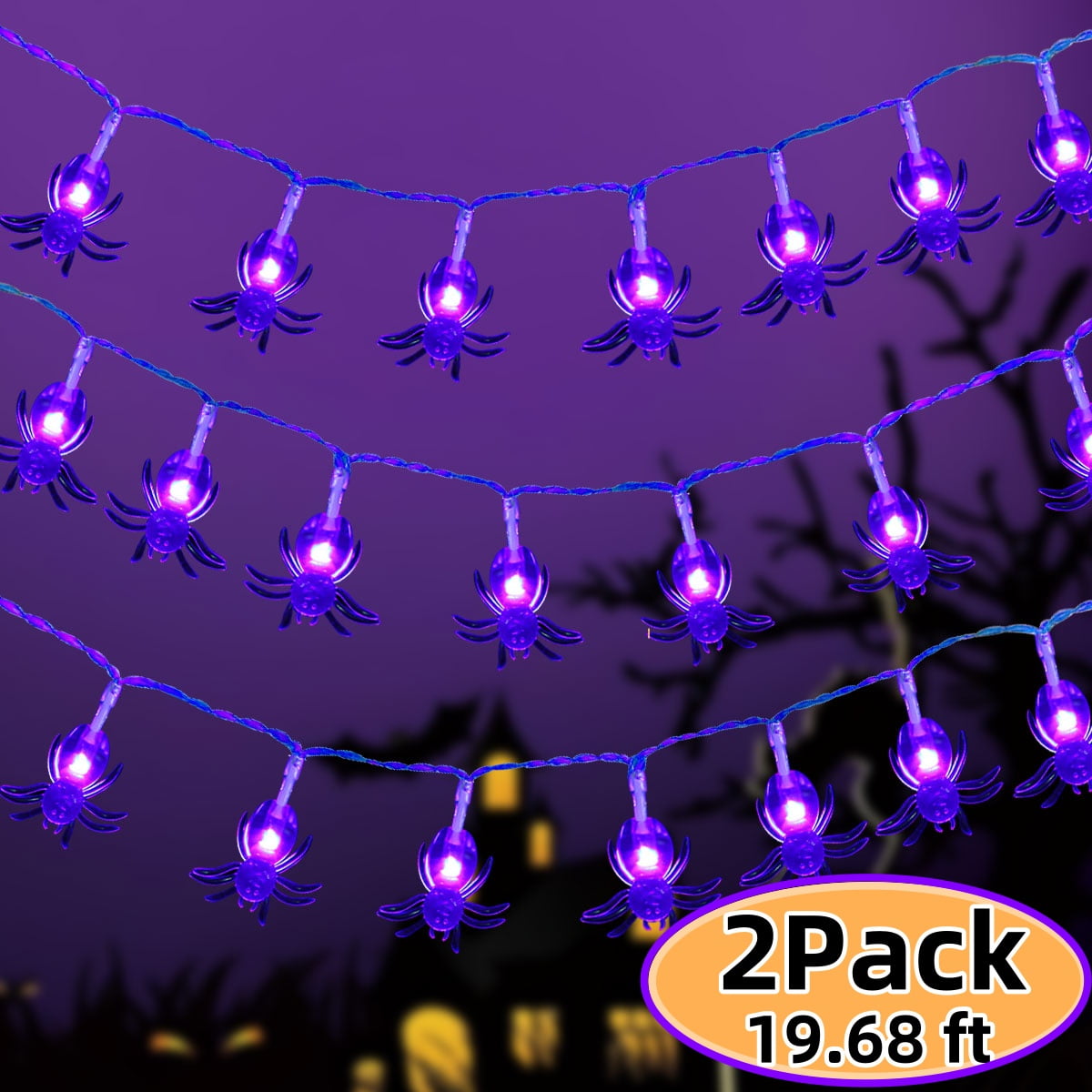 Halloween String Lights Halloween Decorations Spider Lights Waterproof ...