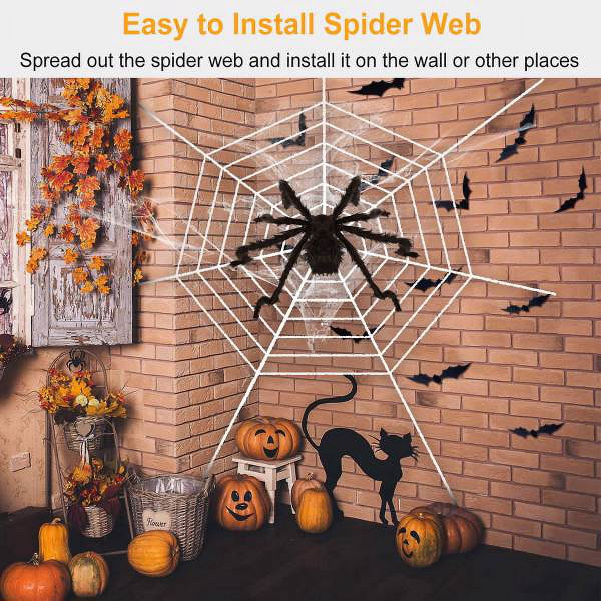 Halloween Decorations Spider Outdoor 49inch Halloween Spider with 126 ...